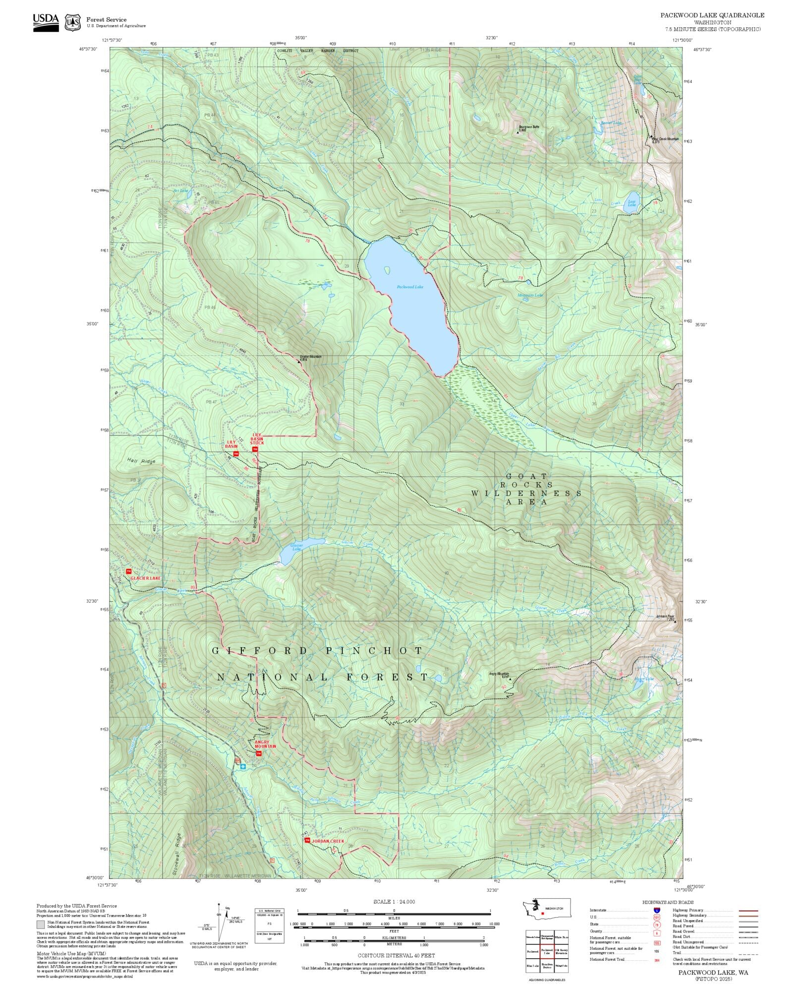 2025 Forest Service Topo Map of Packwood Lake Washington – MyTopo Map Store