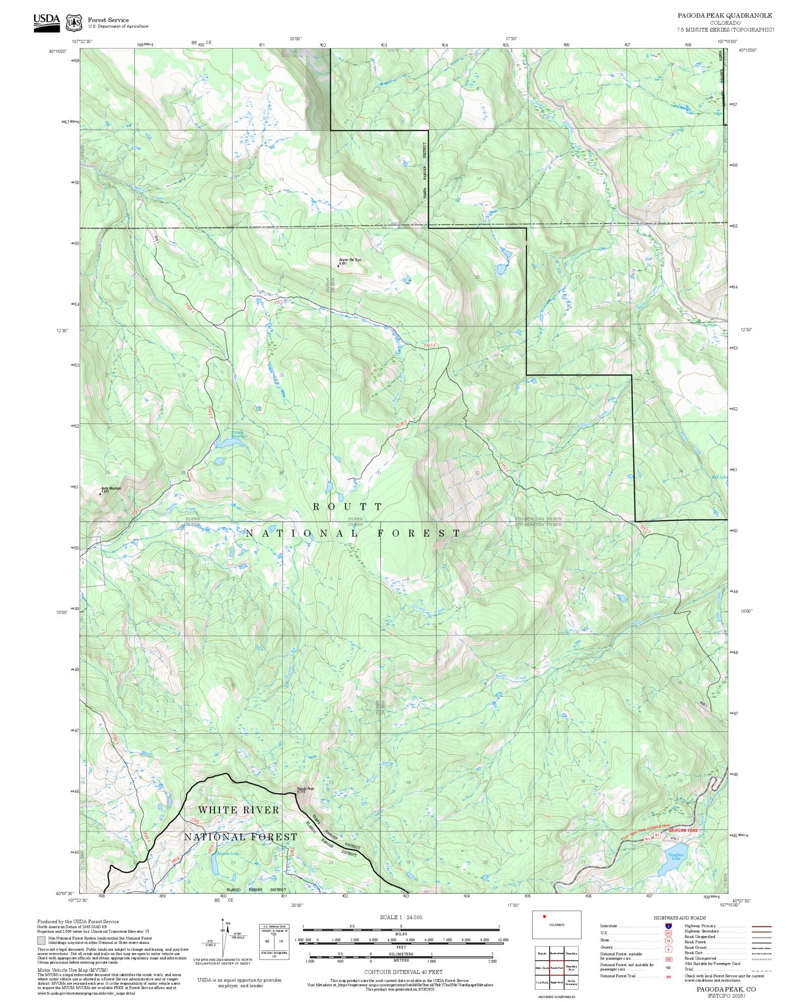 2025 Forest Service Topo Map of Pagoda Peak Colorado – MyTopo Map Store