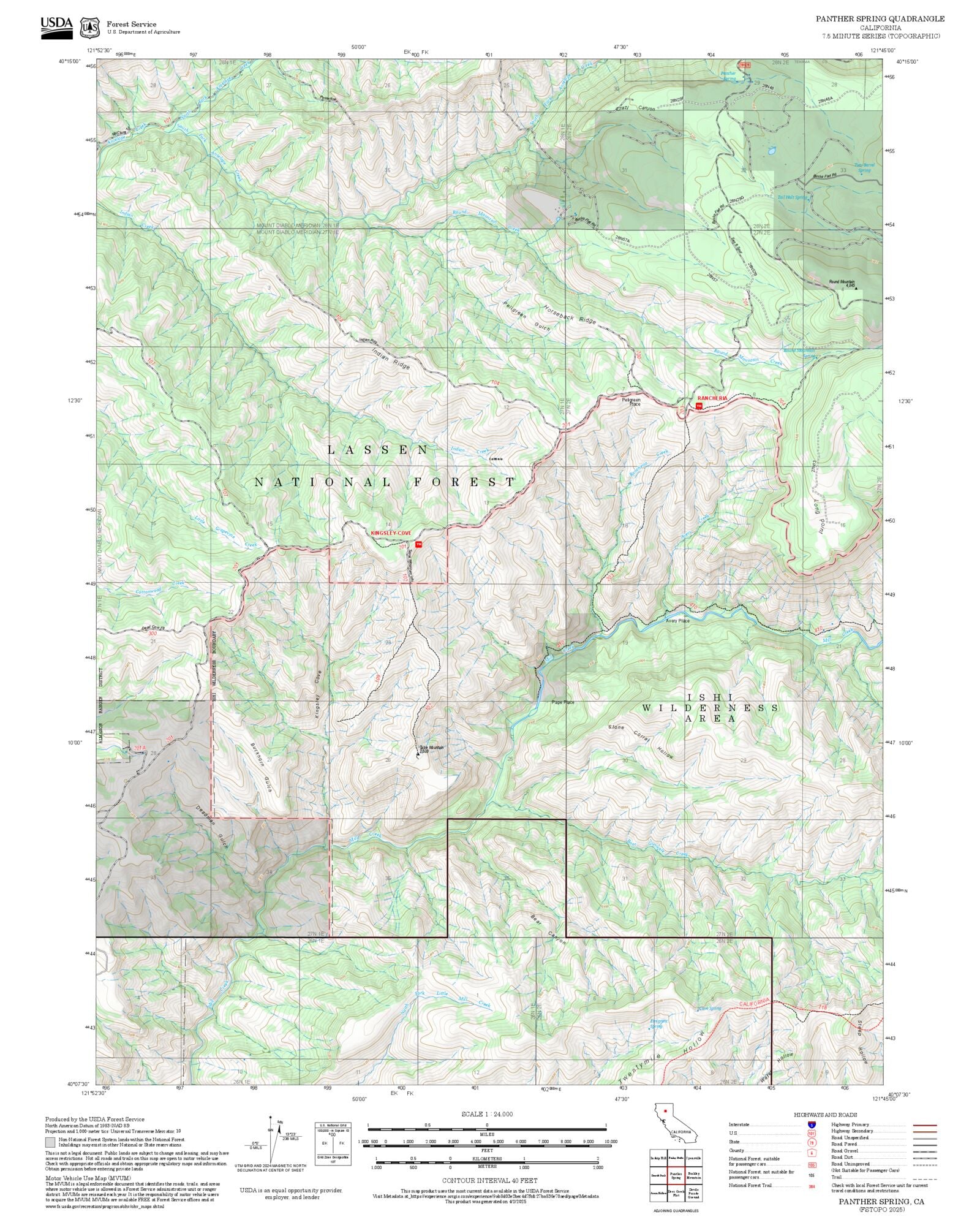 2025 Forest Service Topo Map of Panther Spring California – MyTopo Map ...