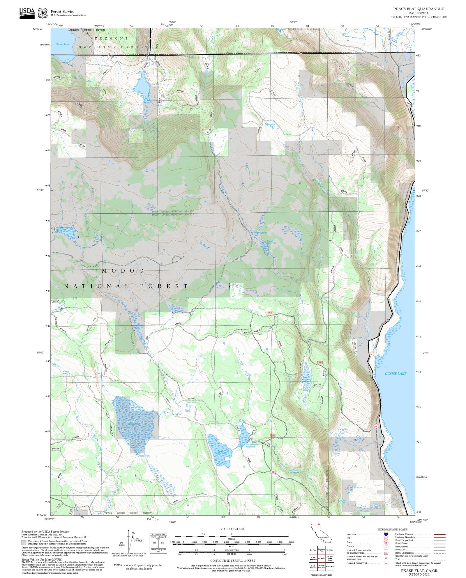 2025 Forest Service Topo Map of Pease Flat California – MyTopo Map Store