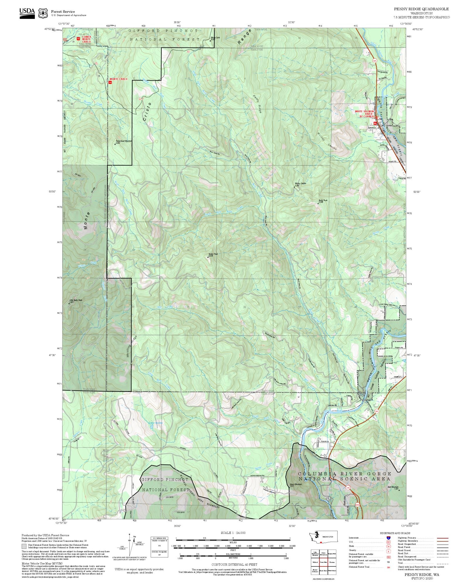 2025 Forest Service Topo Map of Penny Ridge Washington – MyTopo Map Store