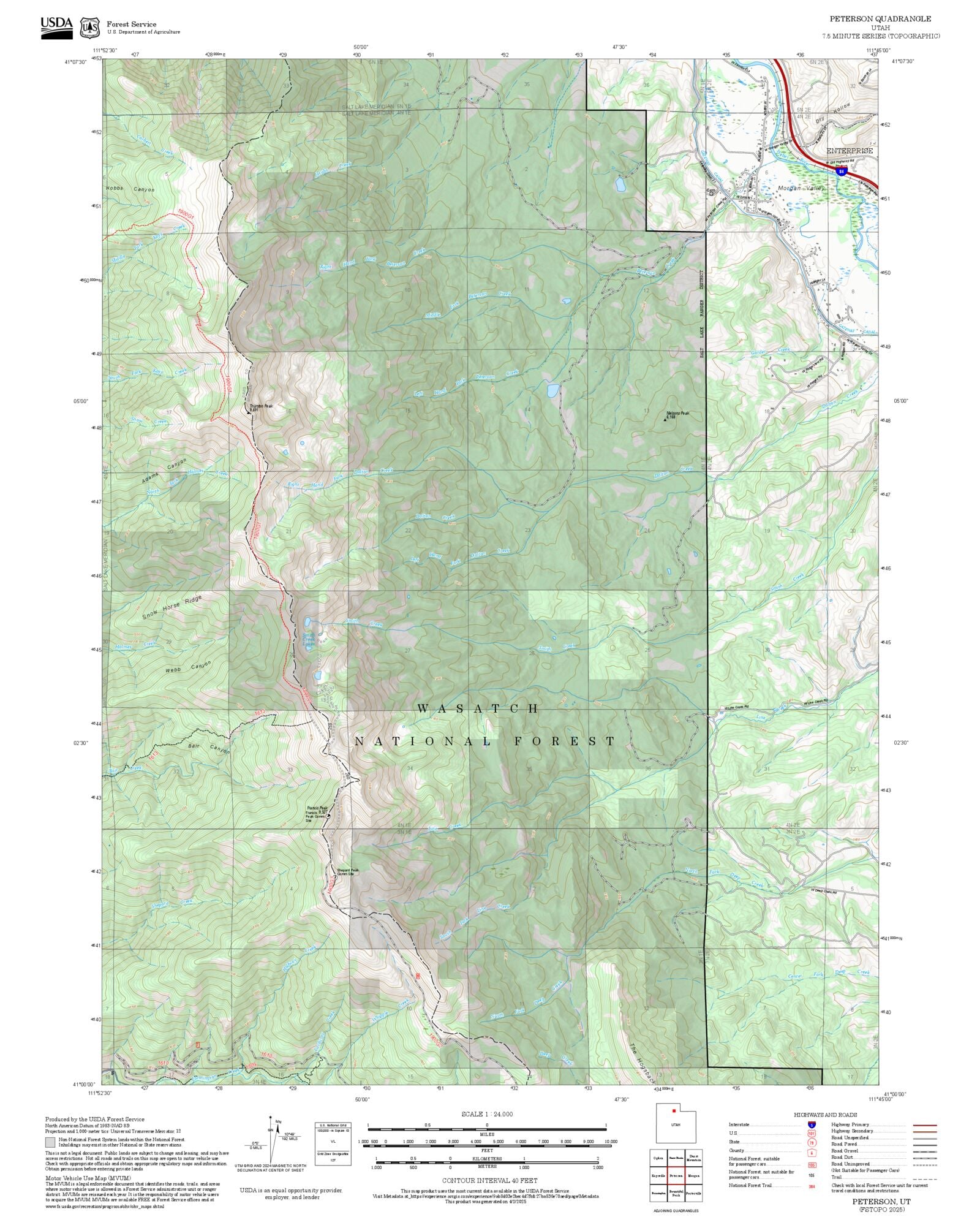2025 Forest Service Topo Map of Peterson Utah – MyTopo Map Store