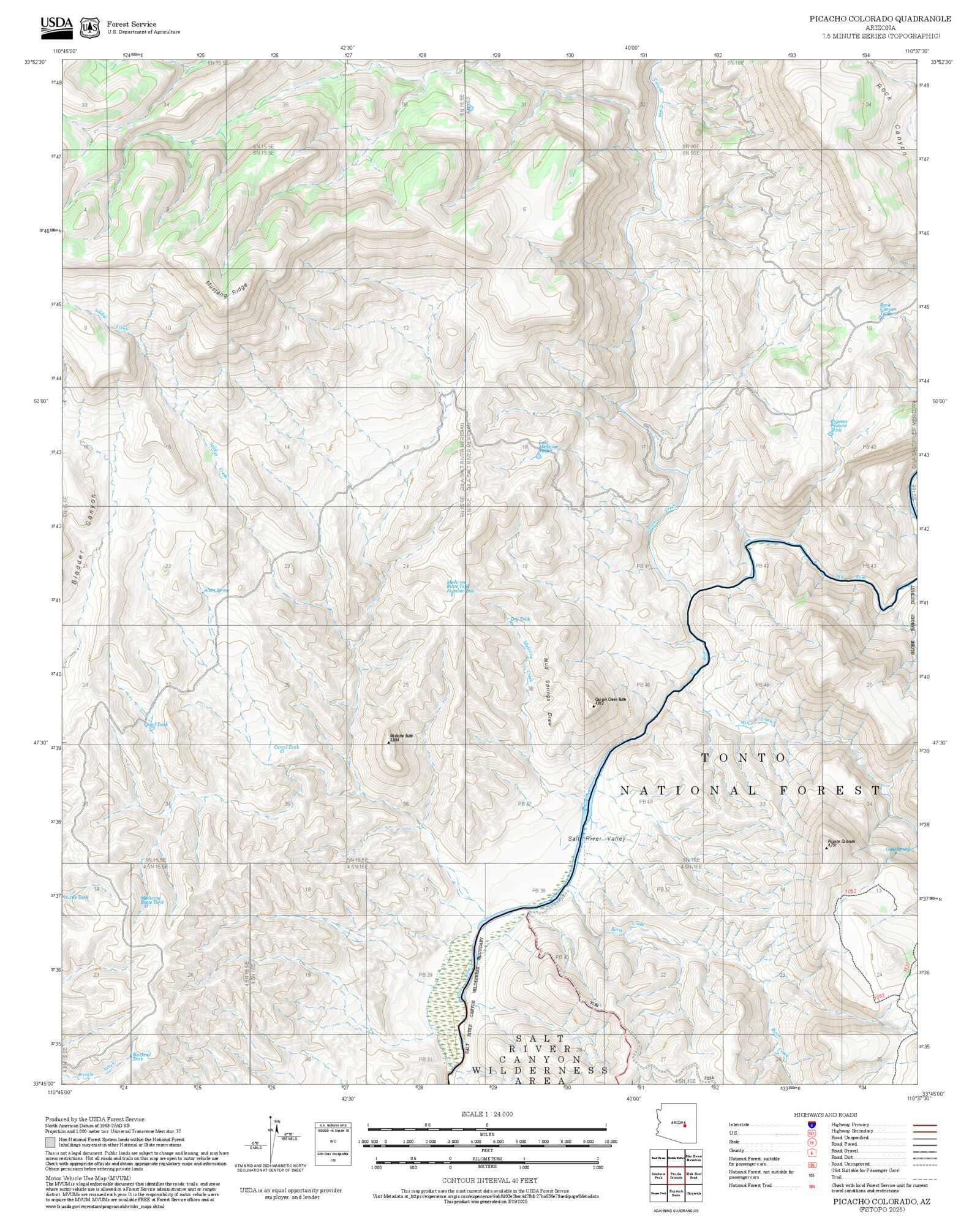 2025 Forest Service Topo Map of Picacho Colorado Arizona – MyTopo Map Store