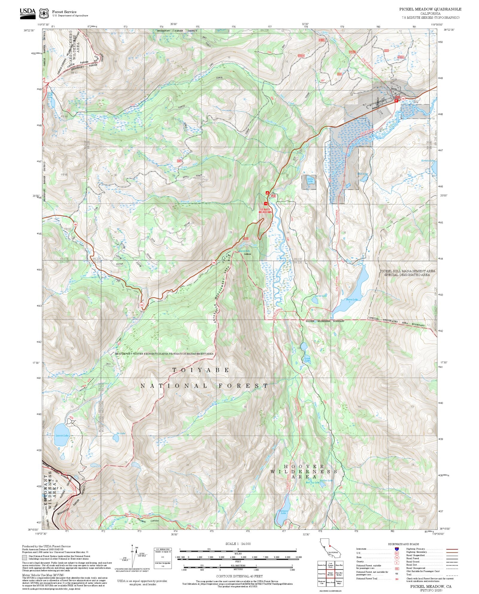 2025 Forest Service Topo Map of Pickel Meadow California – MyTopo Map Store