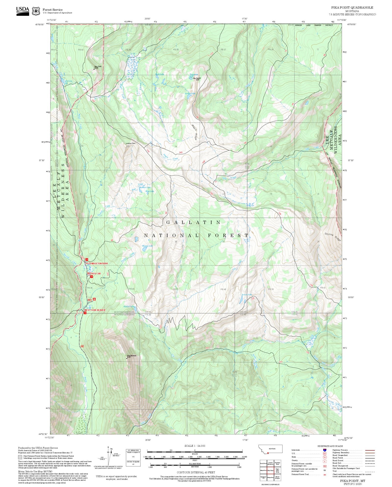 2025 Forest Service Topo Map of Pika Point Montana – MyTopo Map Store
