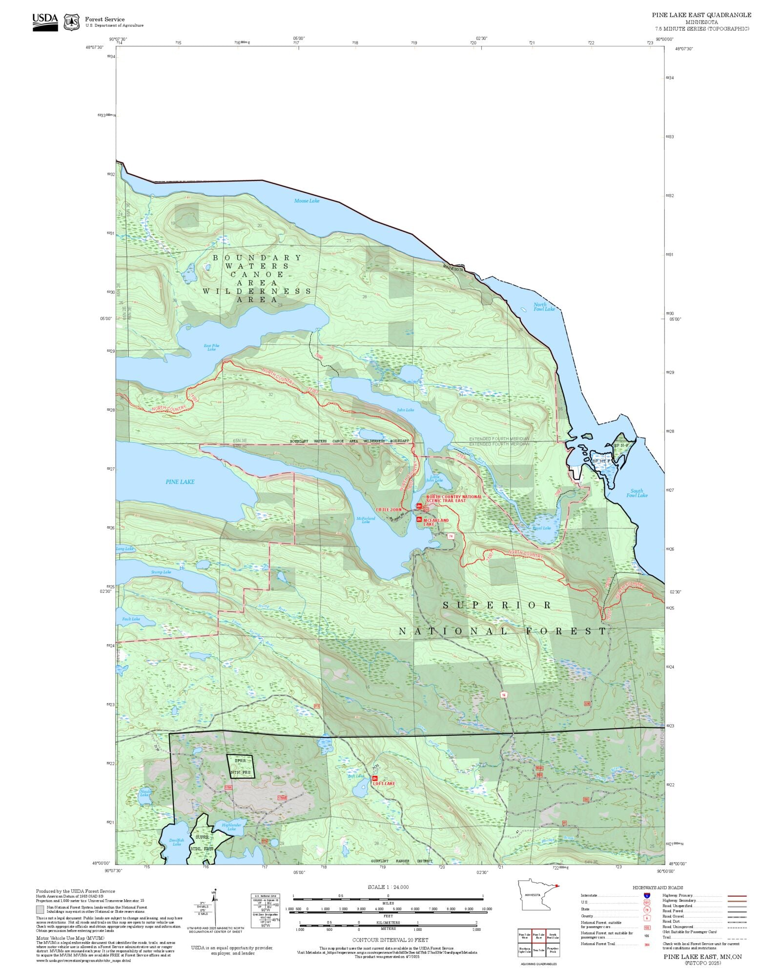 2025 Forest Service Topo Map of Pine Lake East Minnesota – MyTopo Map Store