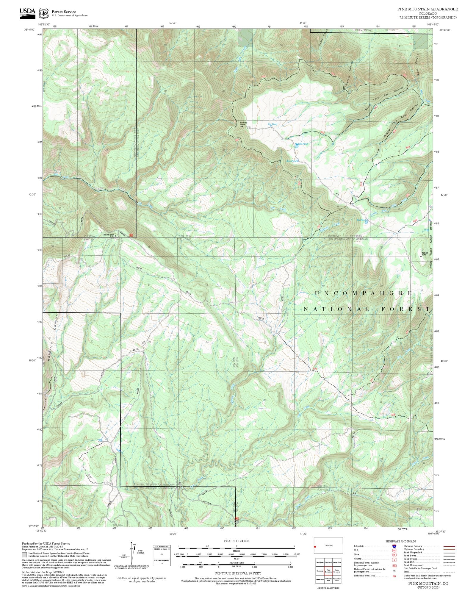 2025 Forest Service Topo Map of Pine Mountain Colorado – MyTopo Map Store