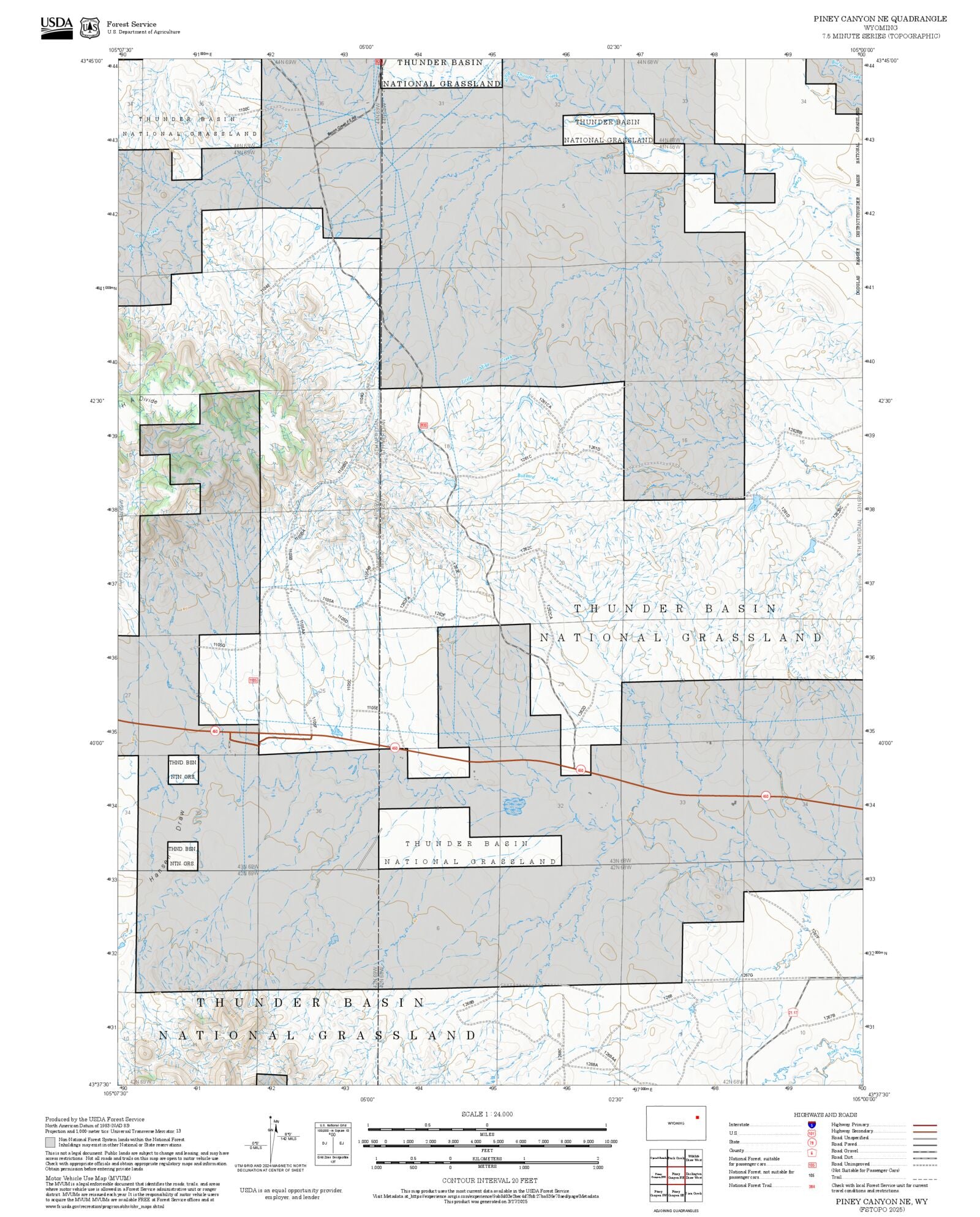 2025 Forest Service Topo Map of Piney Canyon NE Wyoming – MyTopo Map Store