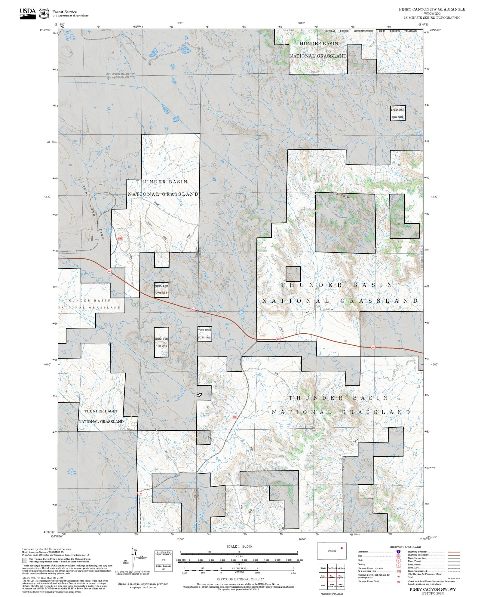 2025 Forest Service Topo Map of Piney Canyon NW Wyoming – MyTopo Map Store