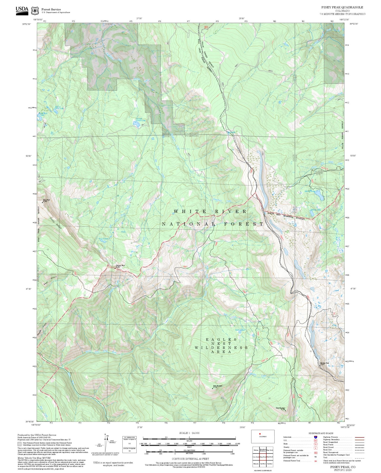 2025 Forest Service Topo Map of Piney Peak Colorado – MyTopo Map Store