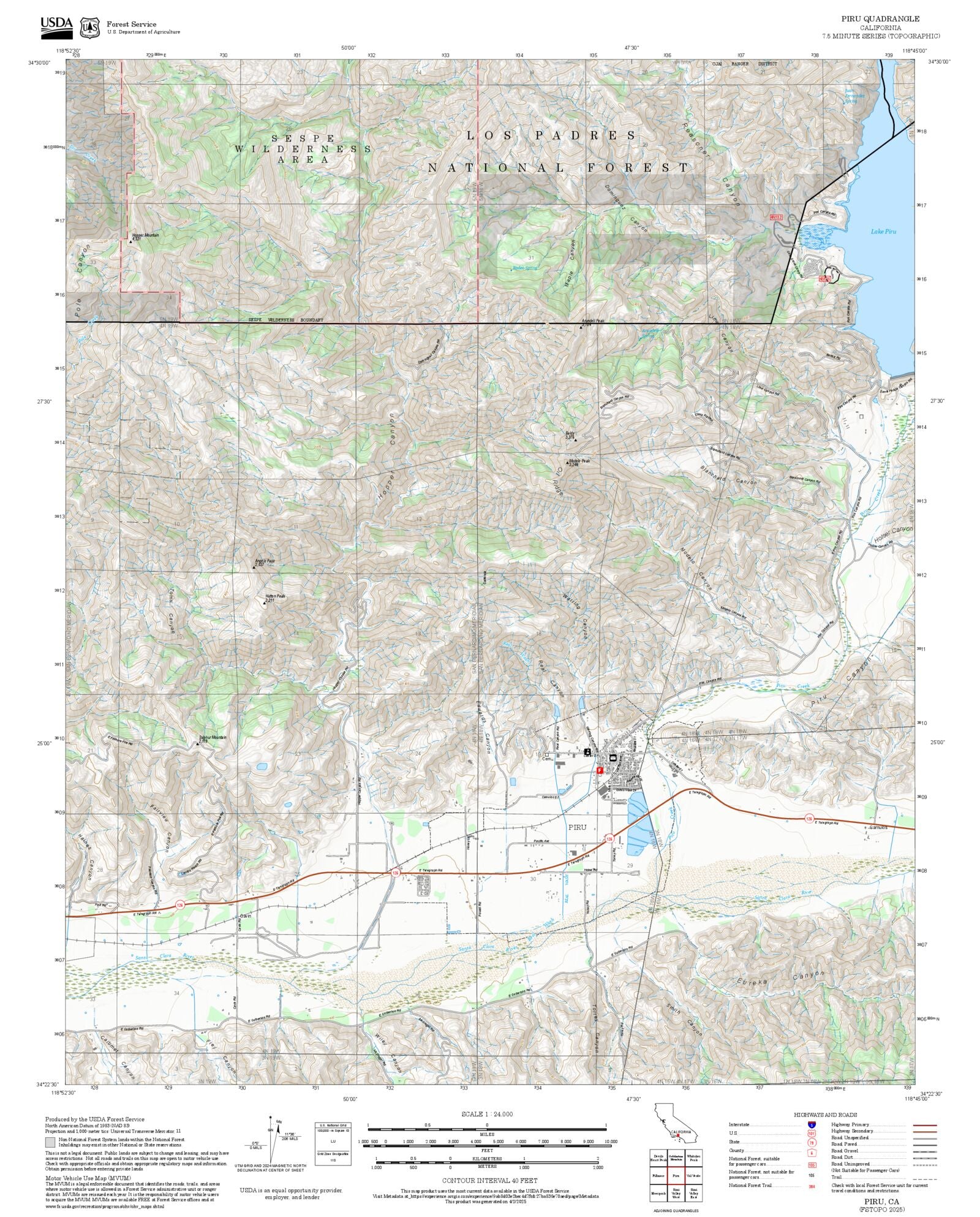 2025 Forest Service Topo Map of Piru California – MyTopo Map Store