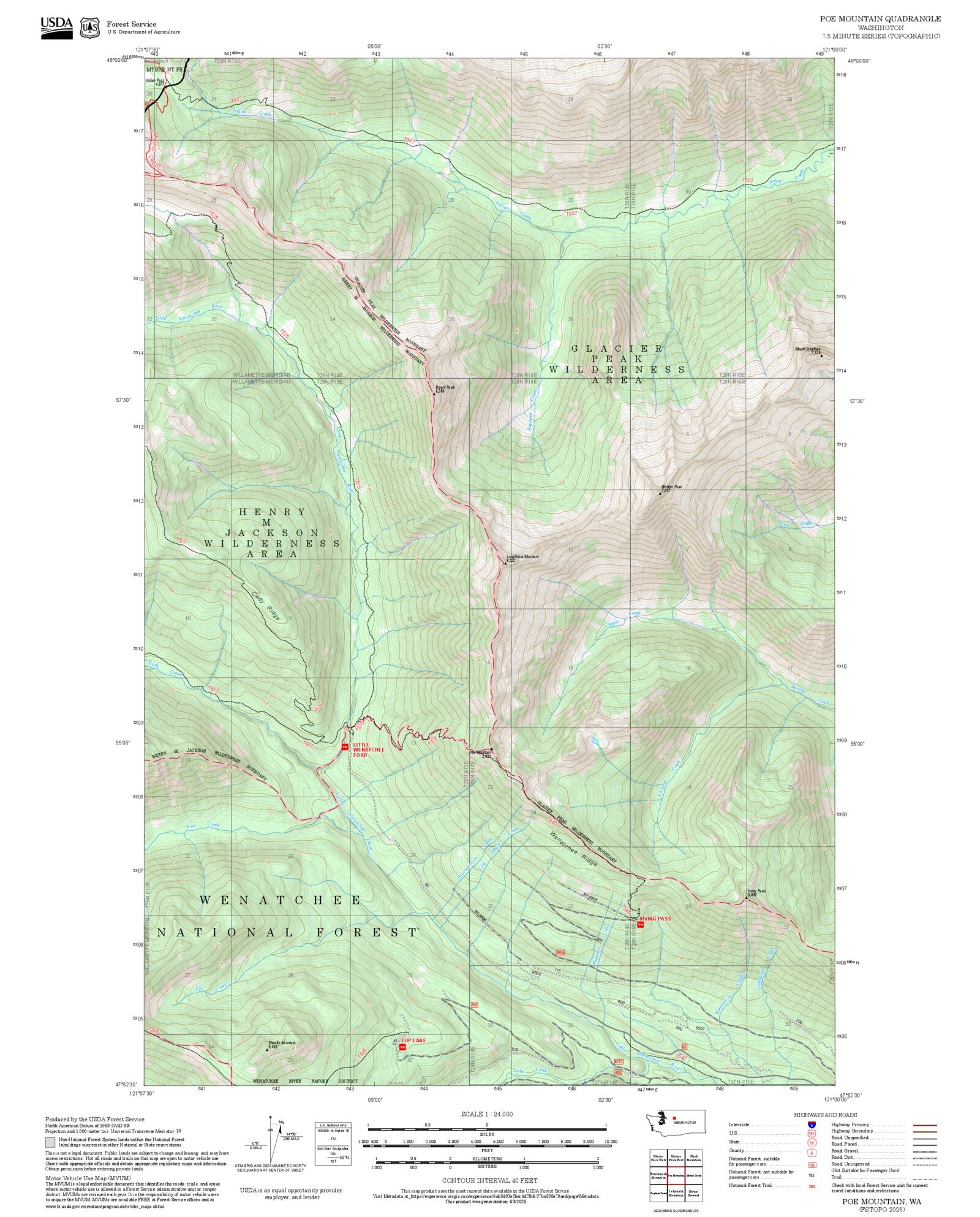 2025 Forest Service Topo Map of Poe Mountain Washington – MyTopo Map Store