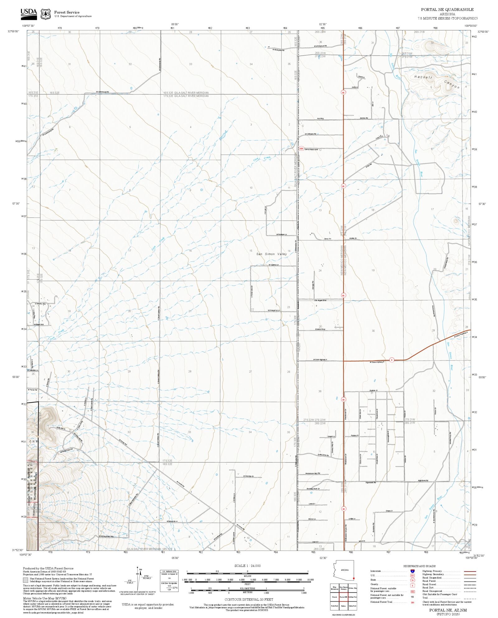 2025 Forest Service Topo Map of Portal NE Arizona – MyTopo Map Store