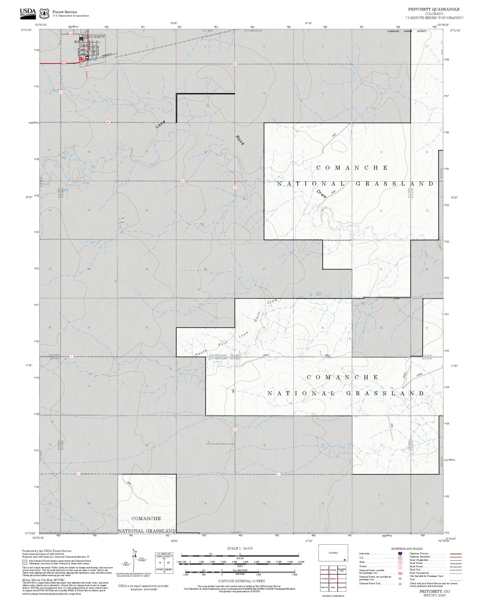 2025 Forest Service Topo Map of Pritchett Colorado – MyTopo Map Store