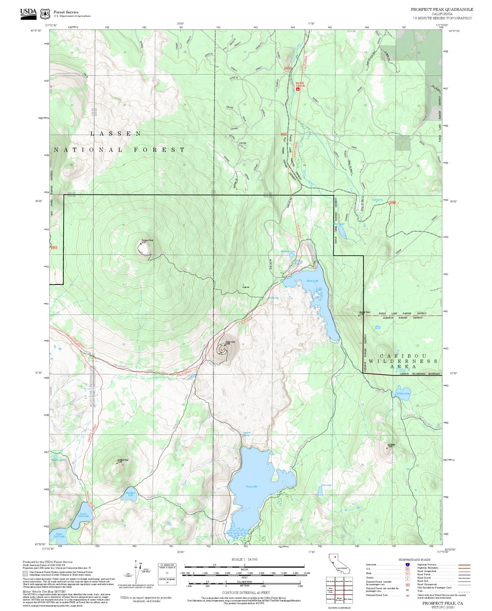 2025 Forest Service Topo Map of Prospect Peak California – MyTopo Map Store