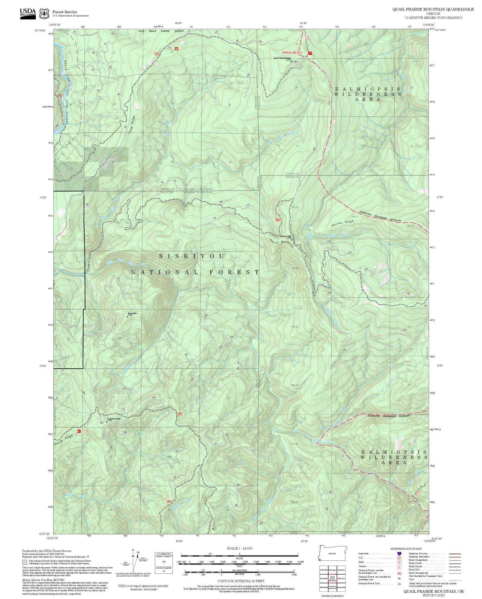 2025 Forest Service Topo Map of Quail Prairie Mountain Oregon – MyTopo ...