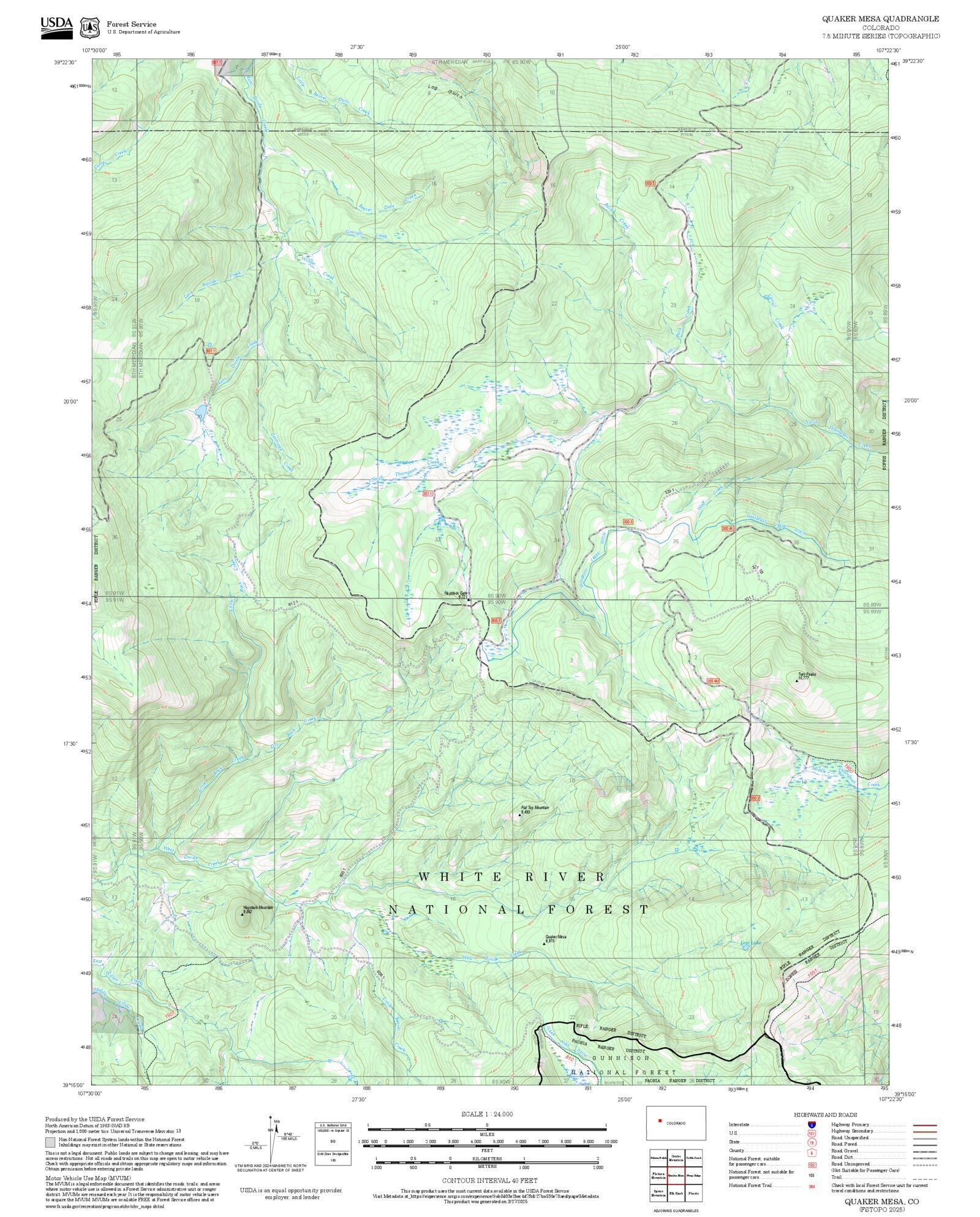2025 Forest Service Topo Map of Quaker Mesa Colorado – MyTopo Map Store