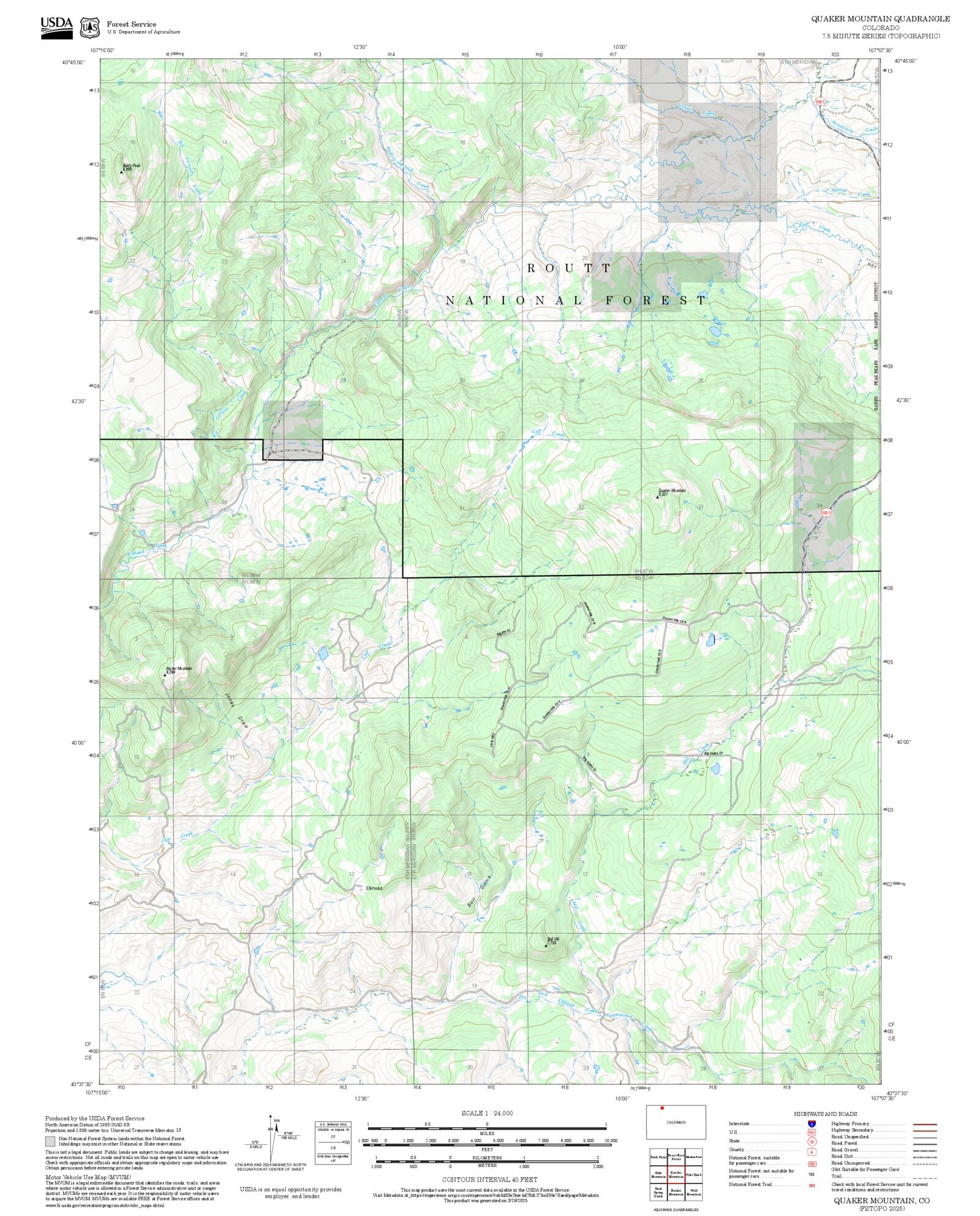 2025 Forest Service Topo Map of Quaker Mountain Colorado – MyTopo Map Store