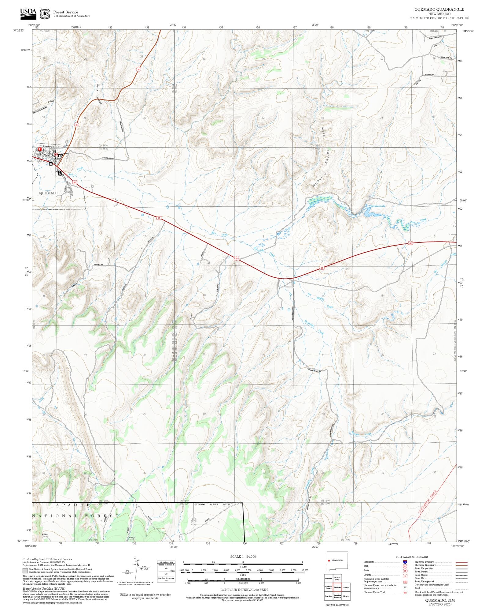 2025 Forest Service Topo Map of Quemado New Mexico – MyTopo Map Store