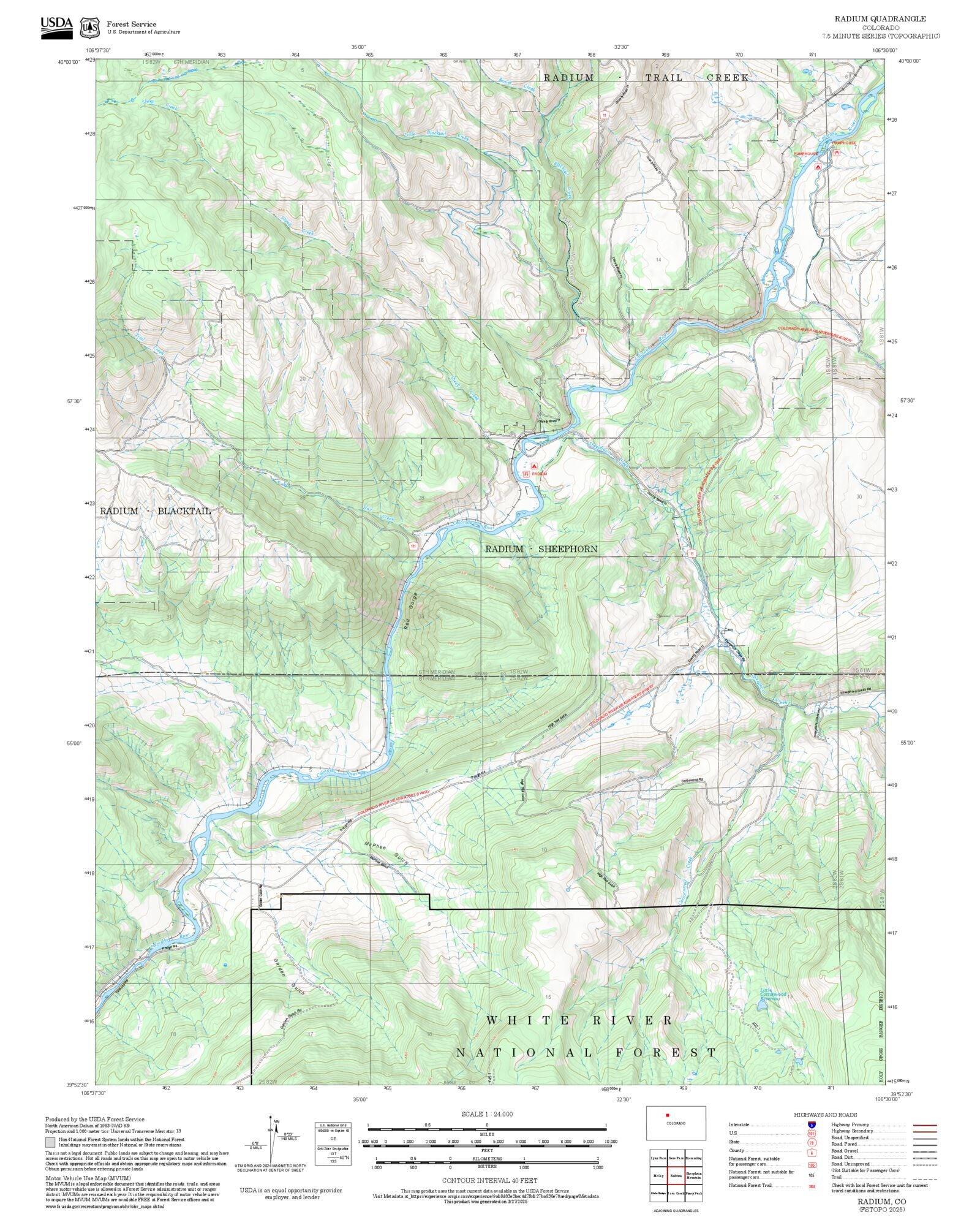 2025 Forest Service Topo Map of Radium Colorado – MyTopo Map Store