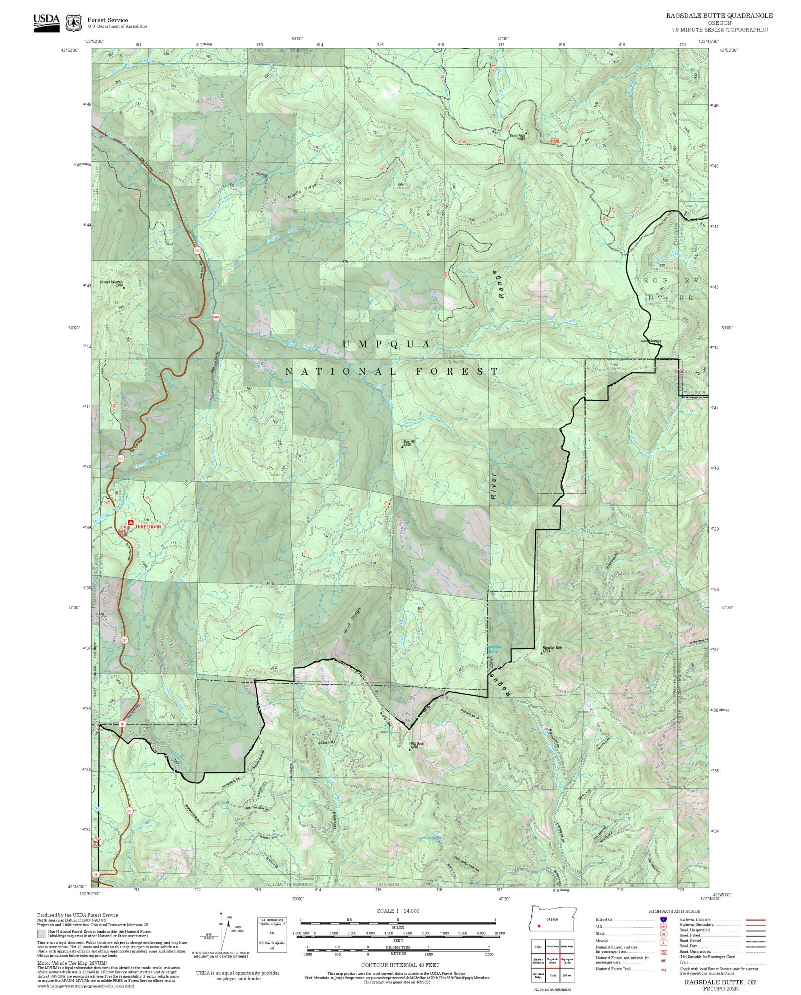 2025 Forest Service Topo Map of Ragsdale Butte Oregon – MyTopo Map Store