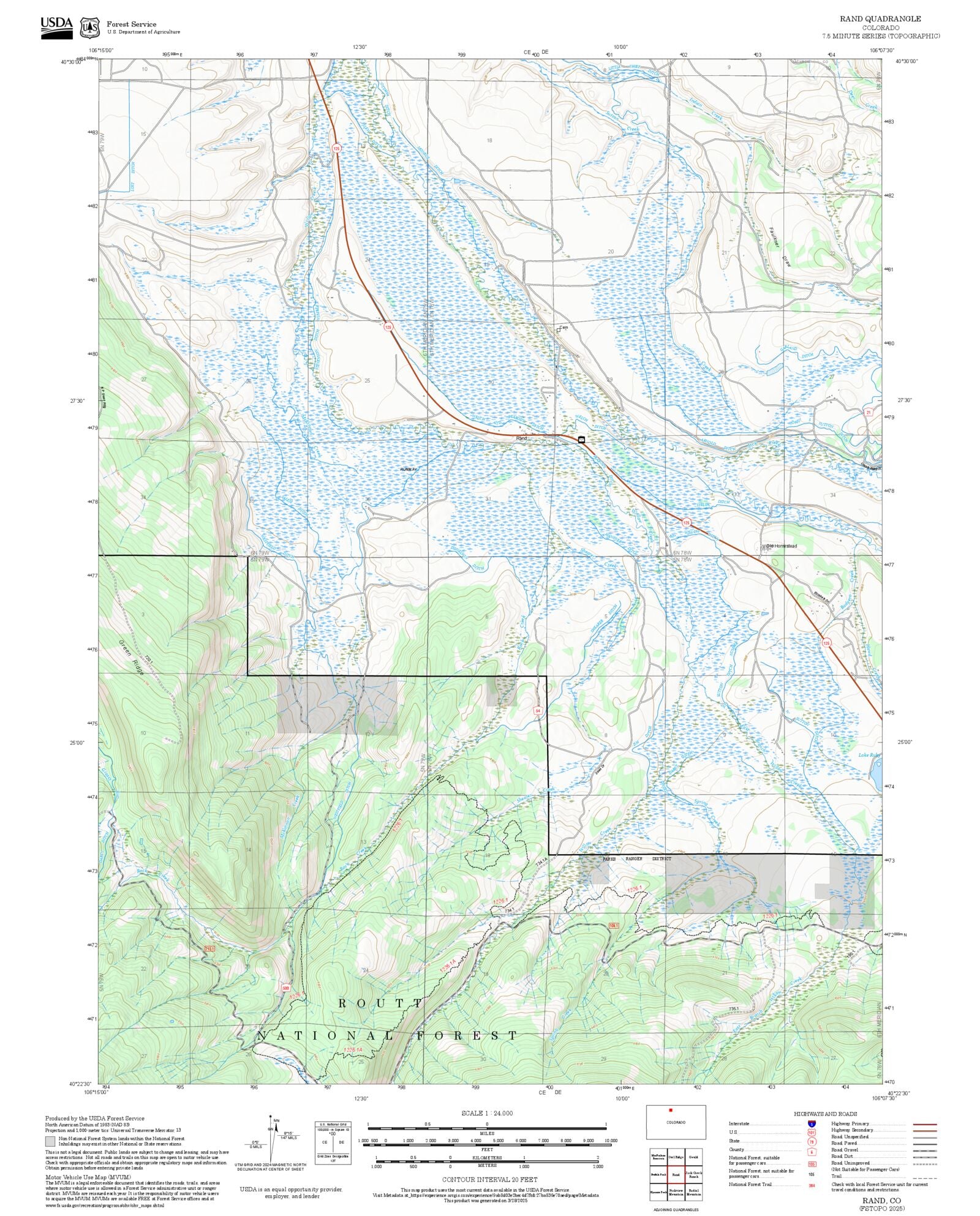 2025 Forest Service Topo Map of Rand Colorado – MyTopo Map Store