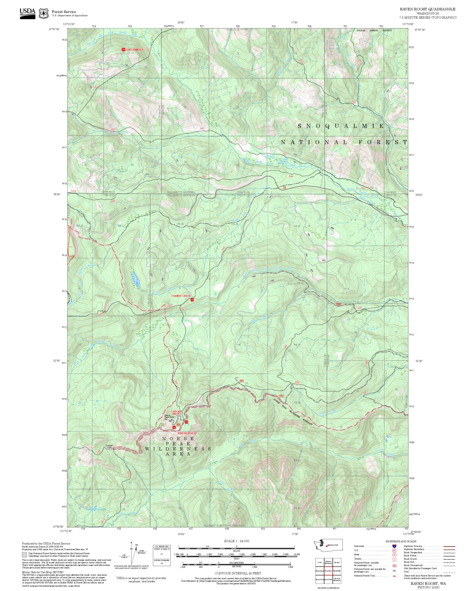 2025 Forest Service Topo Map of Raven Roost Washington – MyTopo Map Store