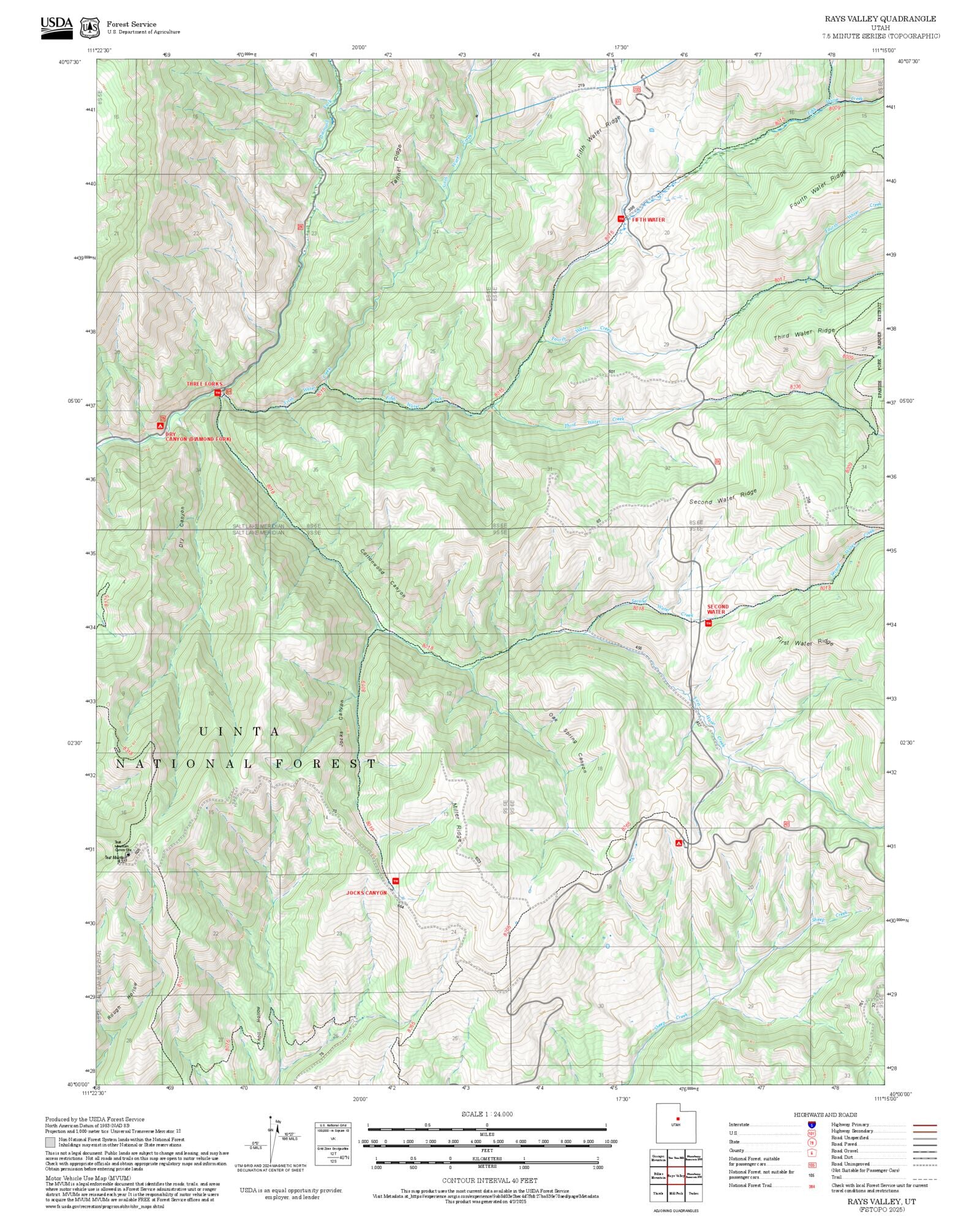 2025 Forest Service Topo Map of Rays Valley Utah – MyTopo Map Store