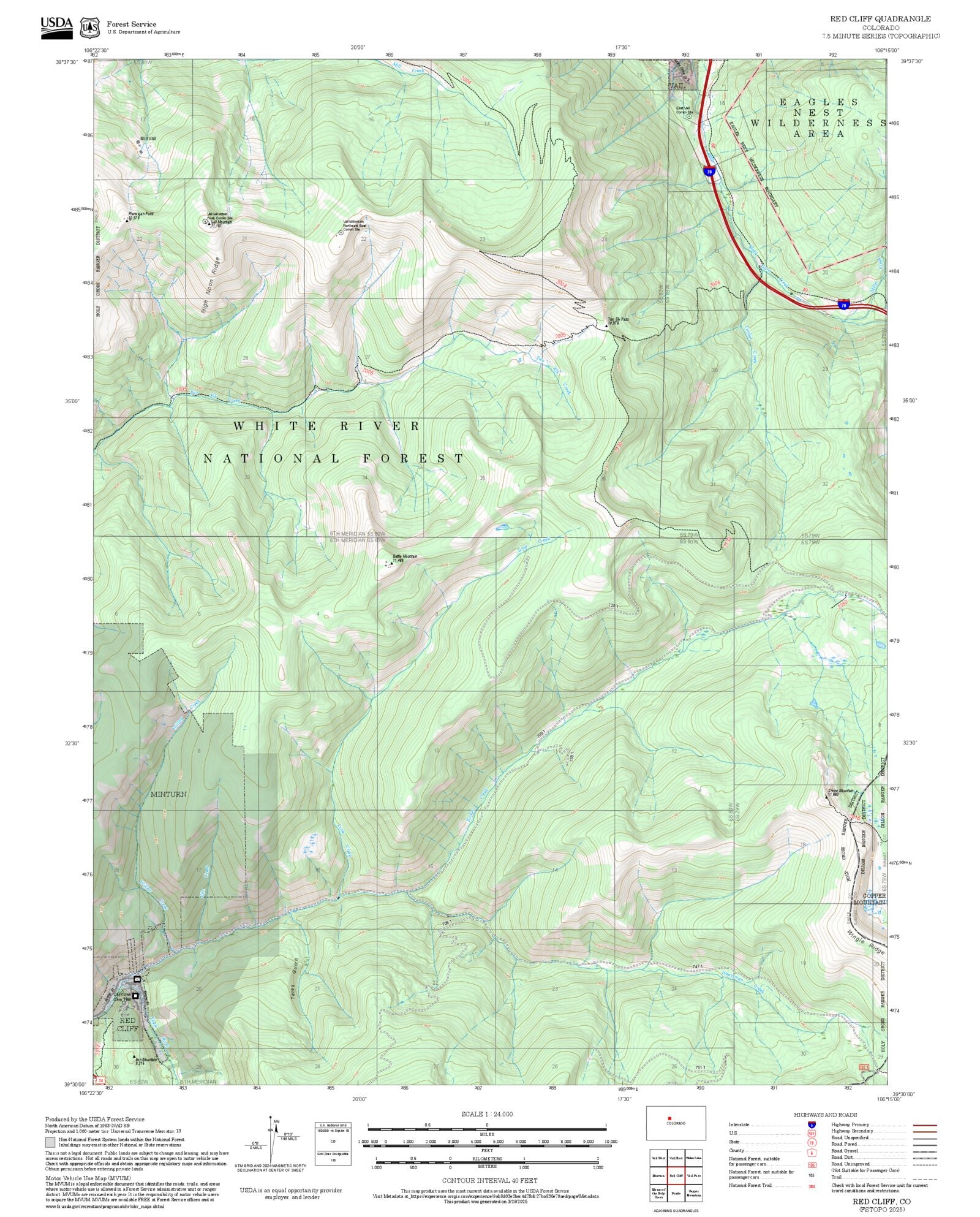 2025 Forest Service Topo Map of Red Cliff Colorado – MyTopo Map Store