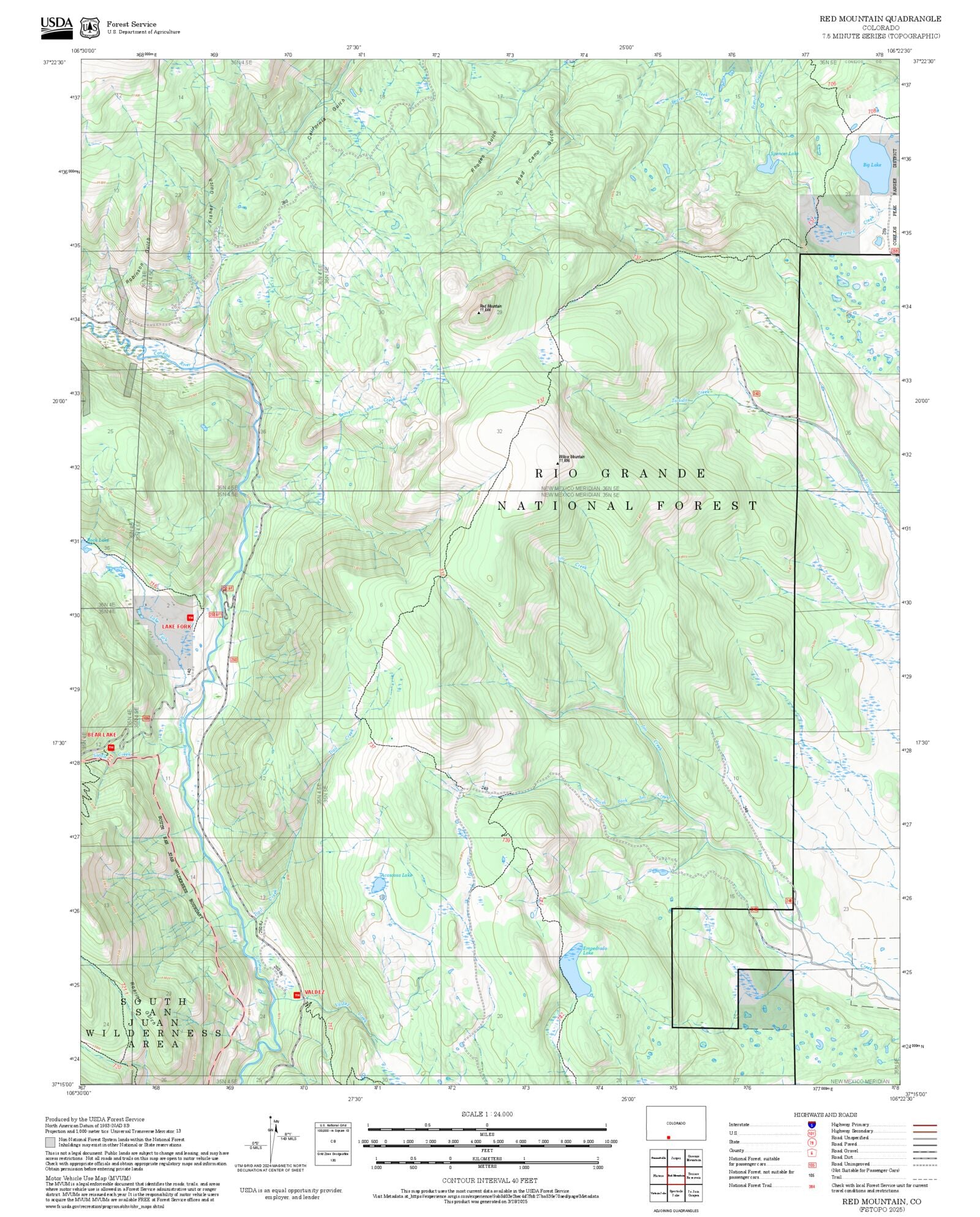 2025 Forest Service Topo Map of Red Mountain Colorado – MyTopo Map Store