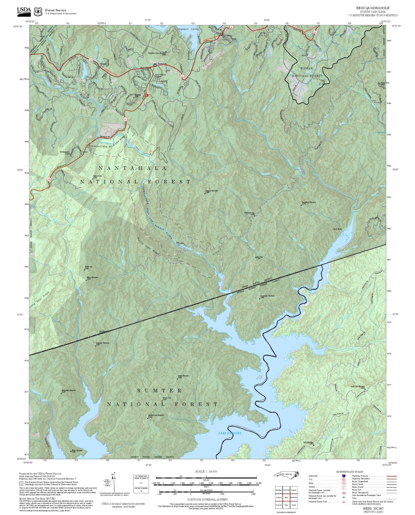2025 Forest Service Topo Map of Reid North Carolina – MyTopo Map Store