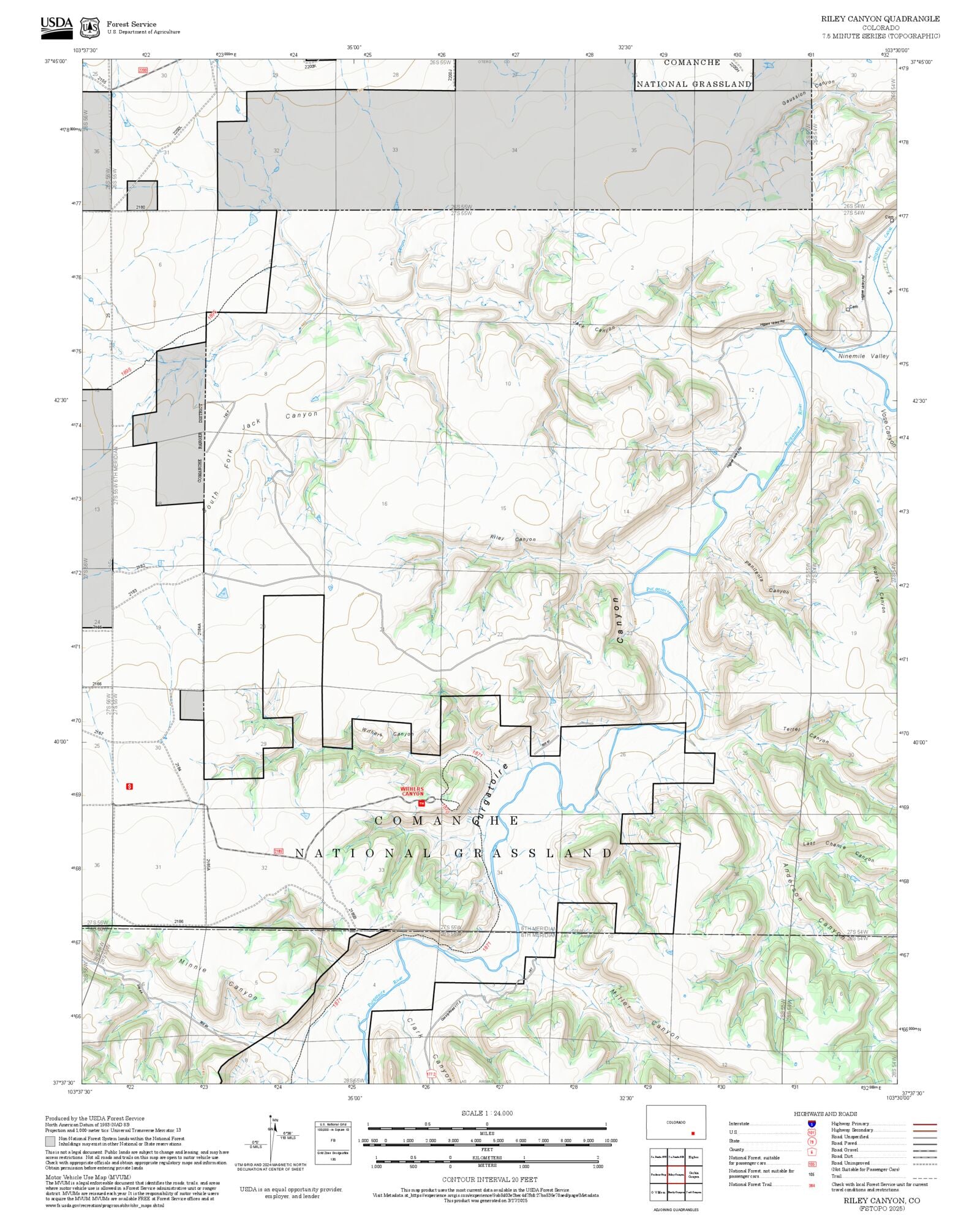2025 Forest Service Topo Map of Riley Canyon Colorado – MyTopo Map Store