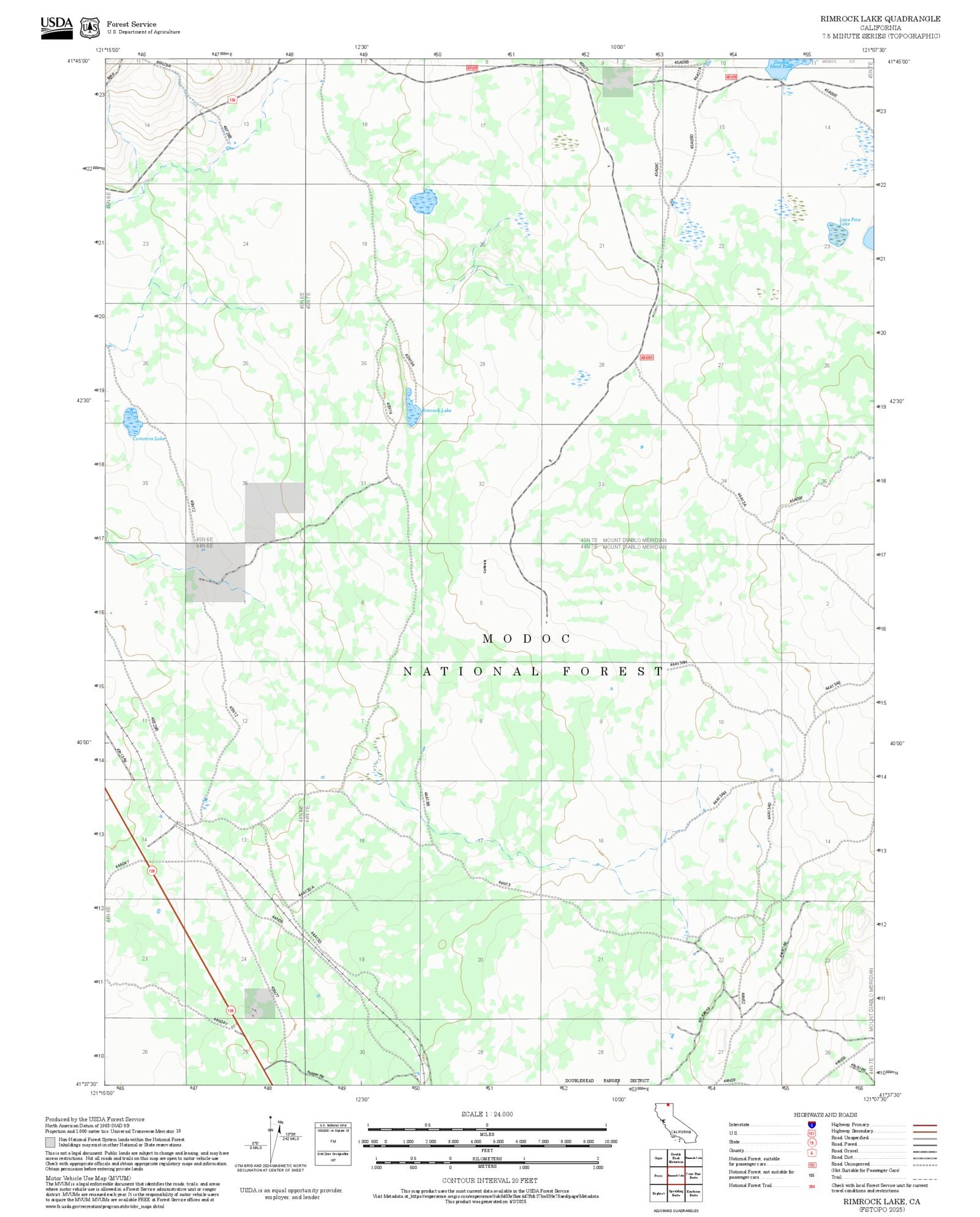 2025 Forest Service Topo Map of Rimrock Lake California – MyTopo Map Store