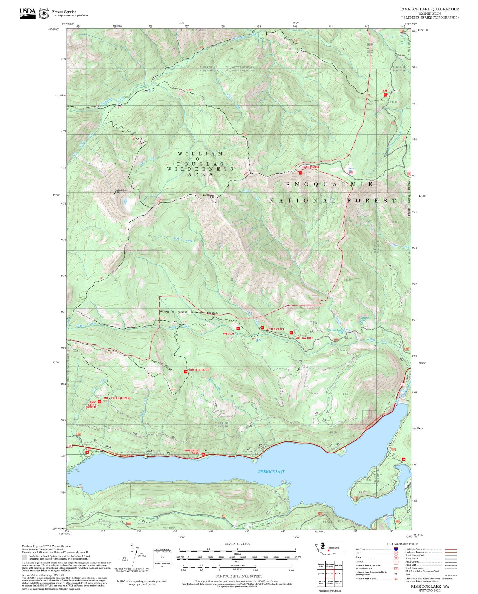 2025 Forest Service Topo Map of Rimrock Lake Washington – MyTopo Map Store