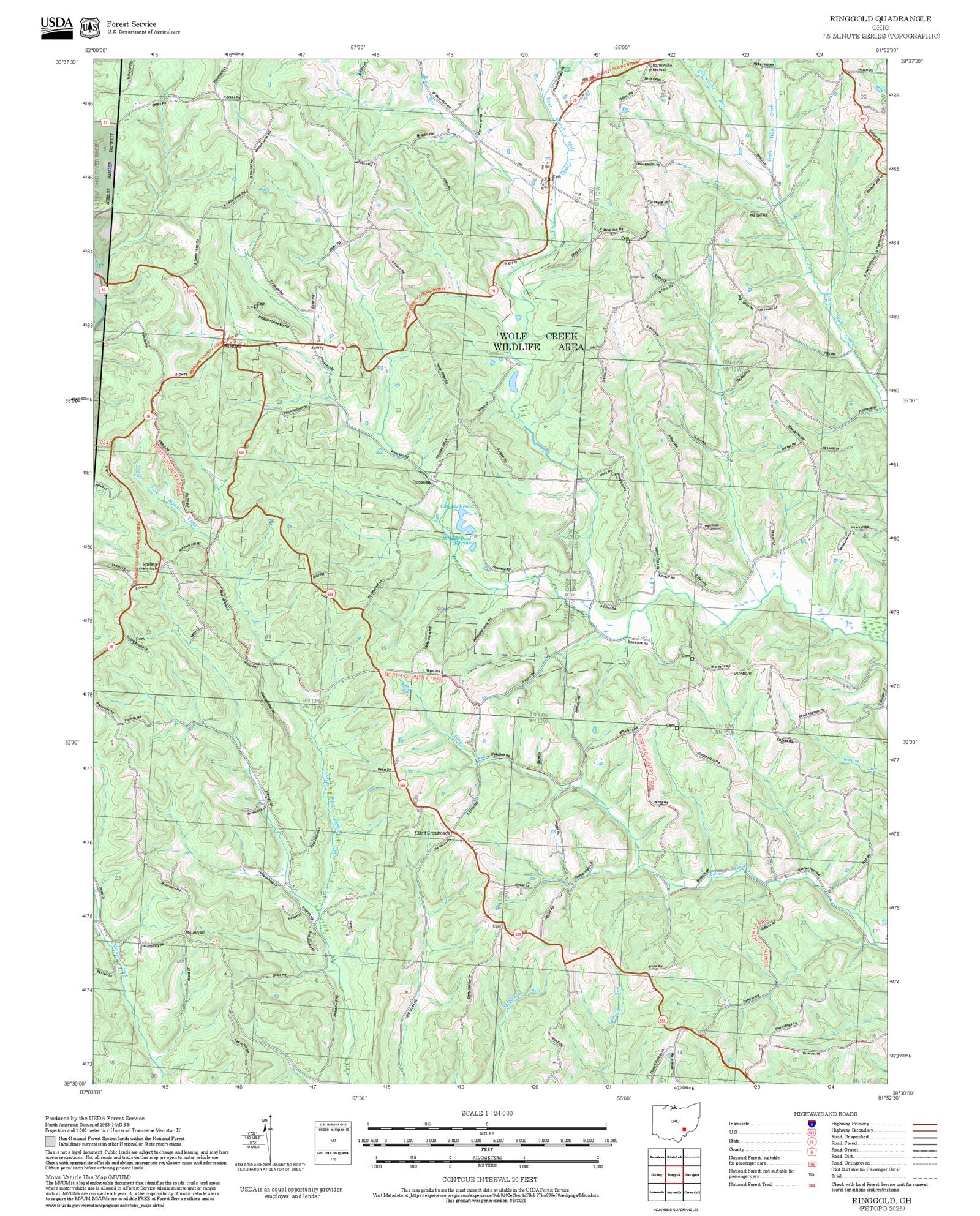 2025 Forest Service Topo Map of Ringgold Ohio – MyTopo Map Store