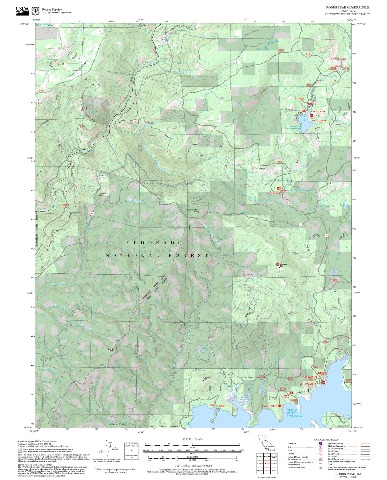 2025 Forest Service Topo Map of Robbs Peak California – MyTopo Map Store