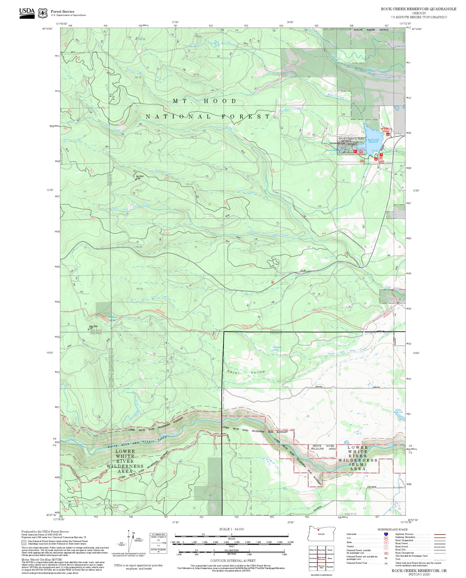 2025 Forest Service Topo Map of Rock Creek Reservoir Oregon – MyTopo ...