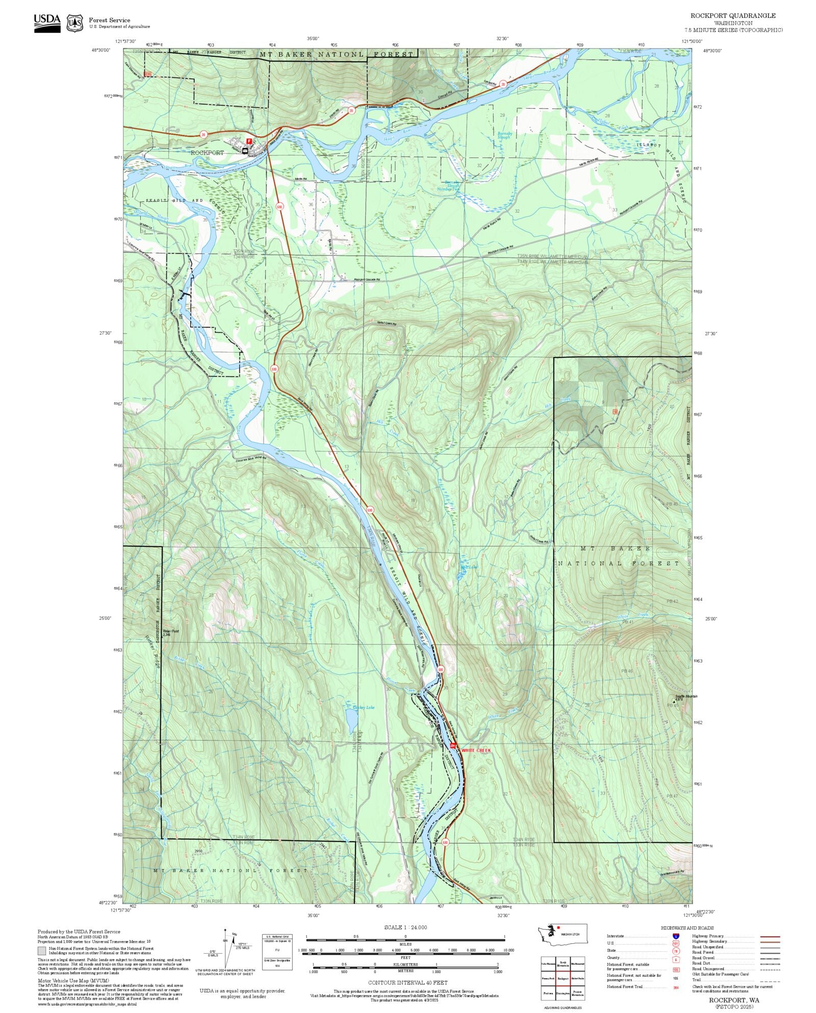 2025 Forest Service Topo Map of Rockport Washington – MyTopo Map Store