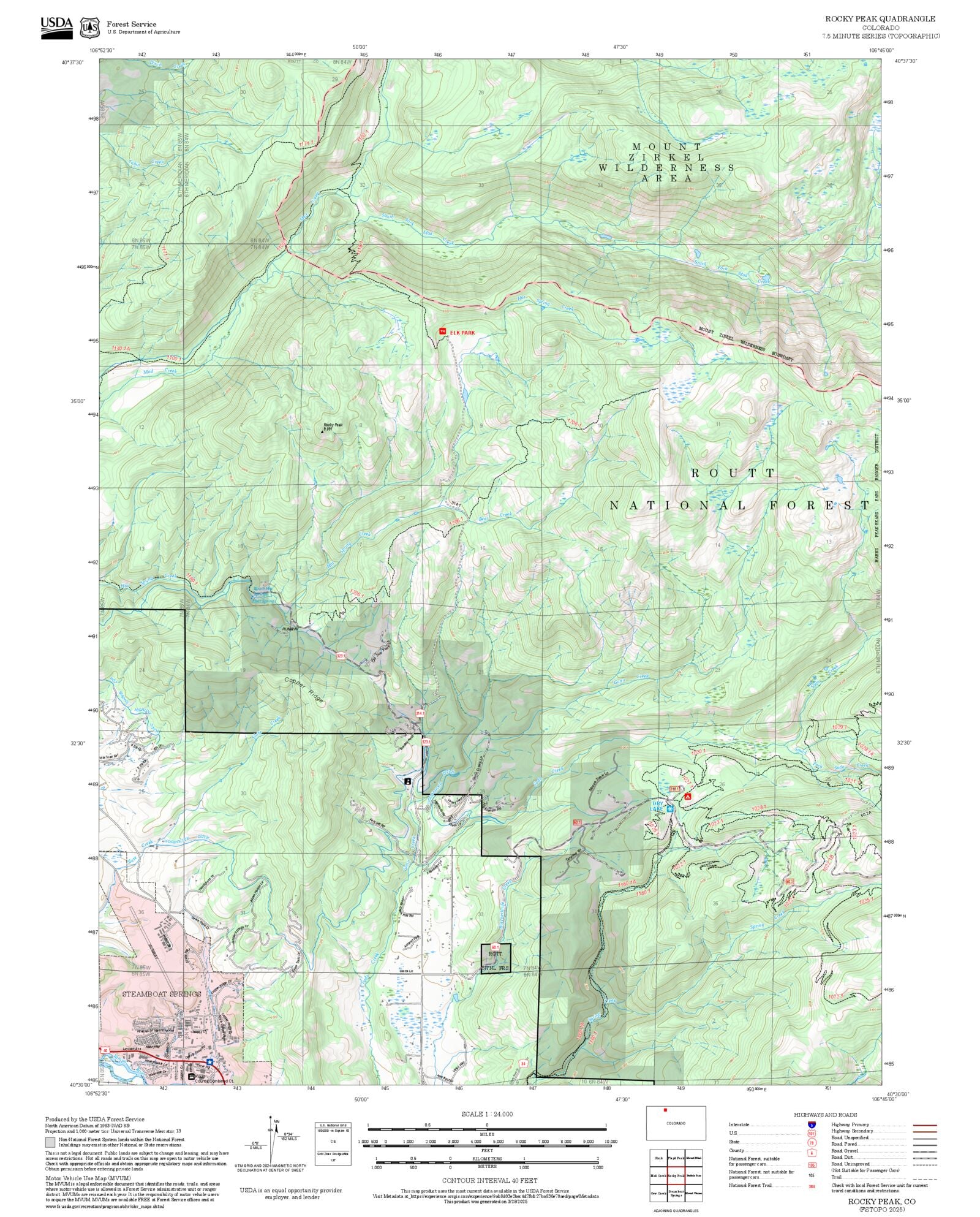 2025 Forest Service Topo Map of Rocky Peak Colorado – MyTopo Map Store