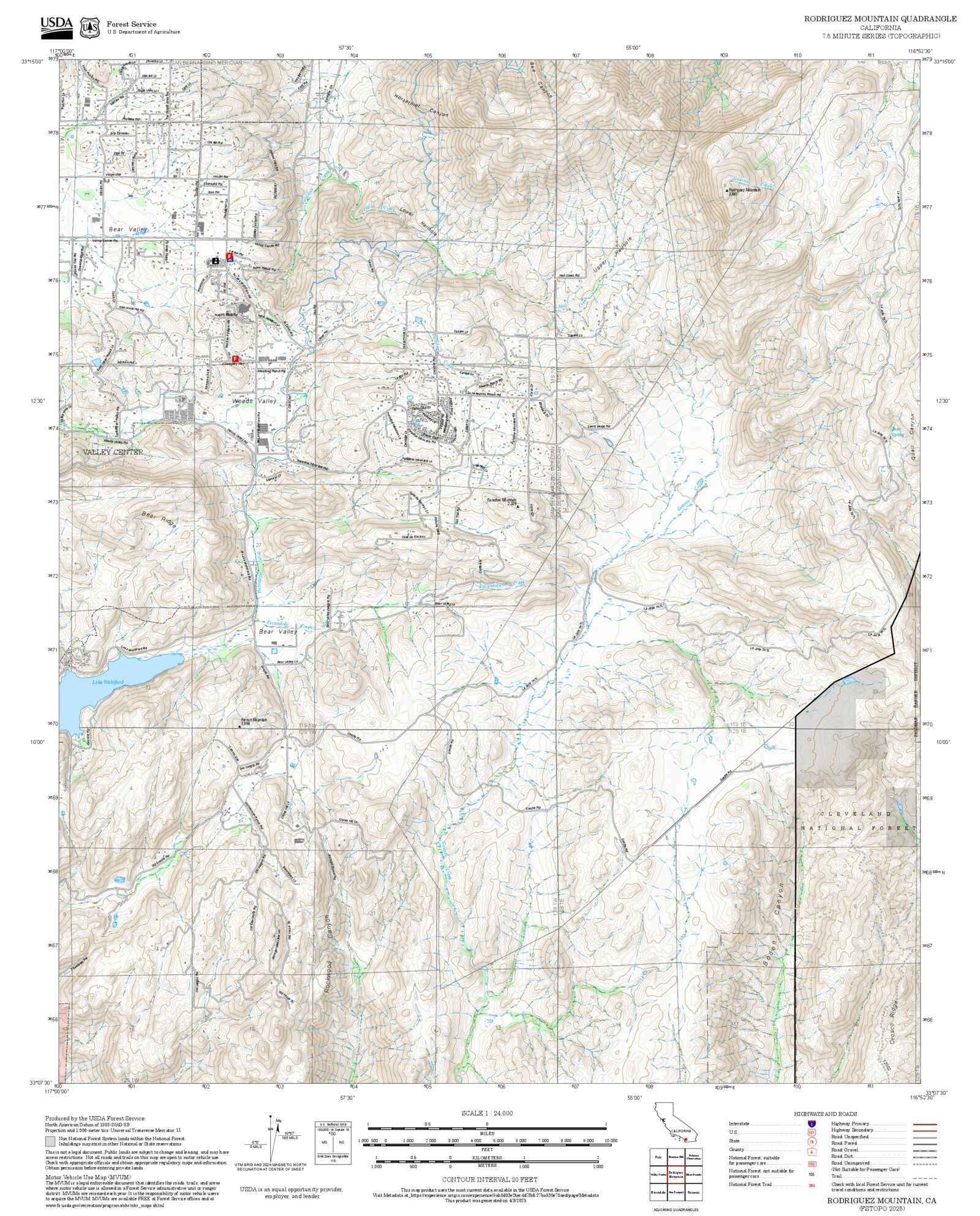2025 Forest Service Topo Map of Rodriguez Mountain California – MyTopo ...