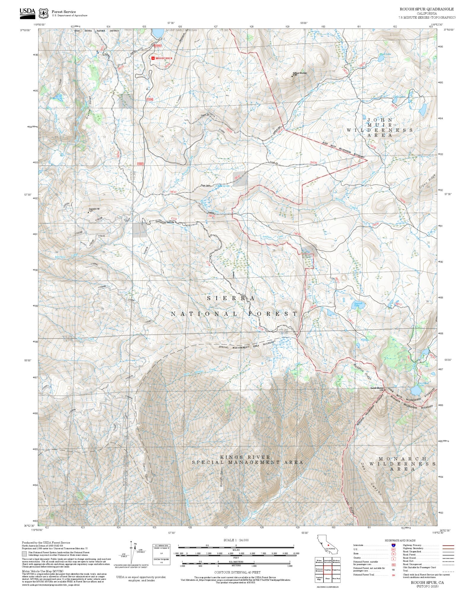2025 Forest Service Topo Map of Rough Spur California – MyTopo Map Store