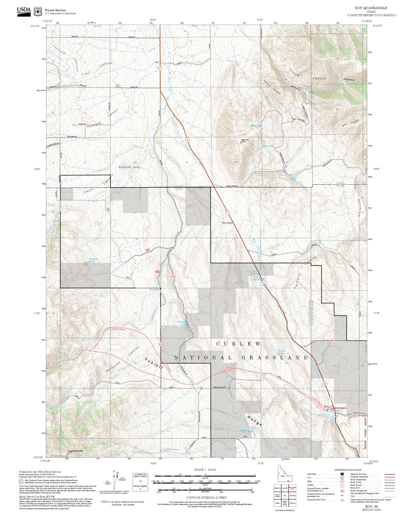 2025 Forest Service Topo Map of Roy Idaho – MyTopo Map Store
