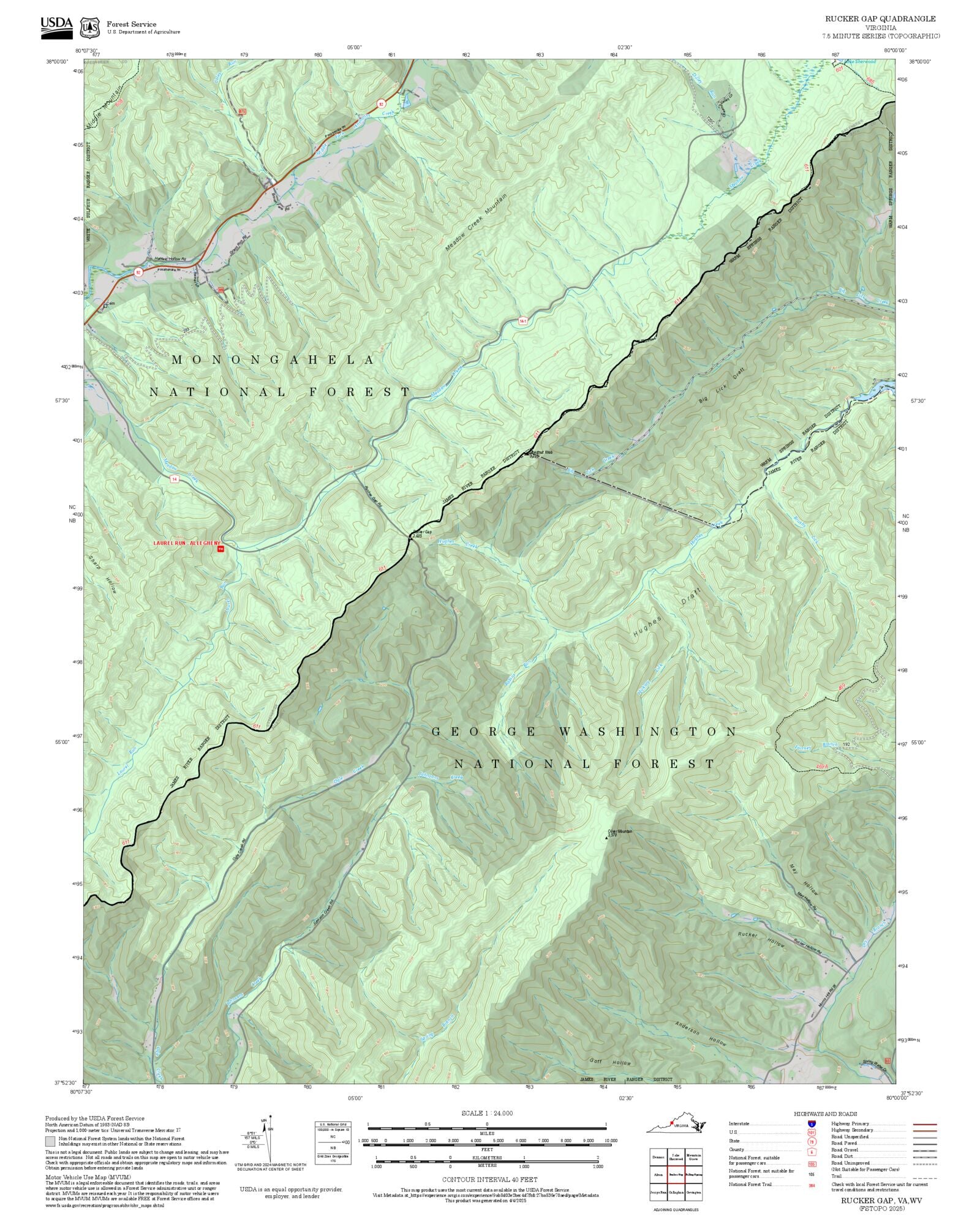 2025 Forest Service Topo Map of Rucker Gap Virginia – MyTopo Map Store
