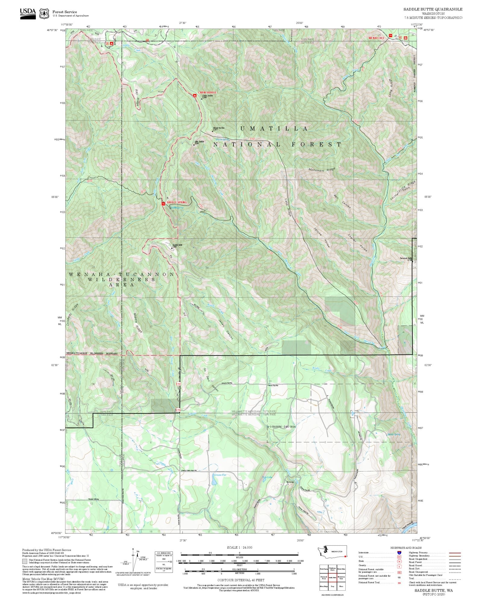 2025 Forest Service Topo Map of Saddle Butte Washington – MyTopo Map Store
