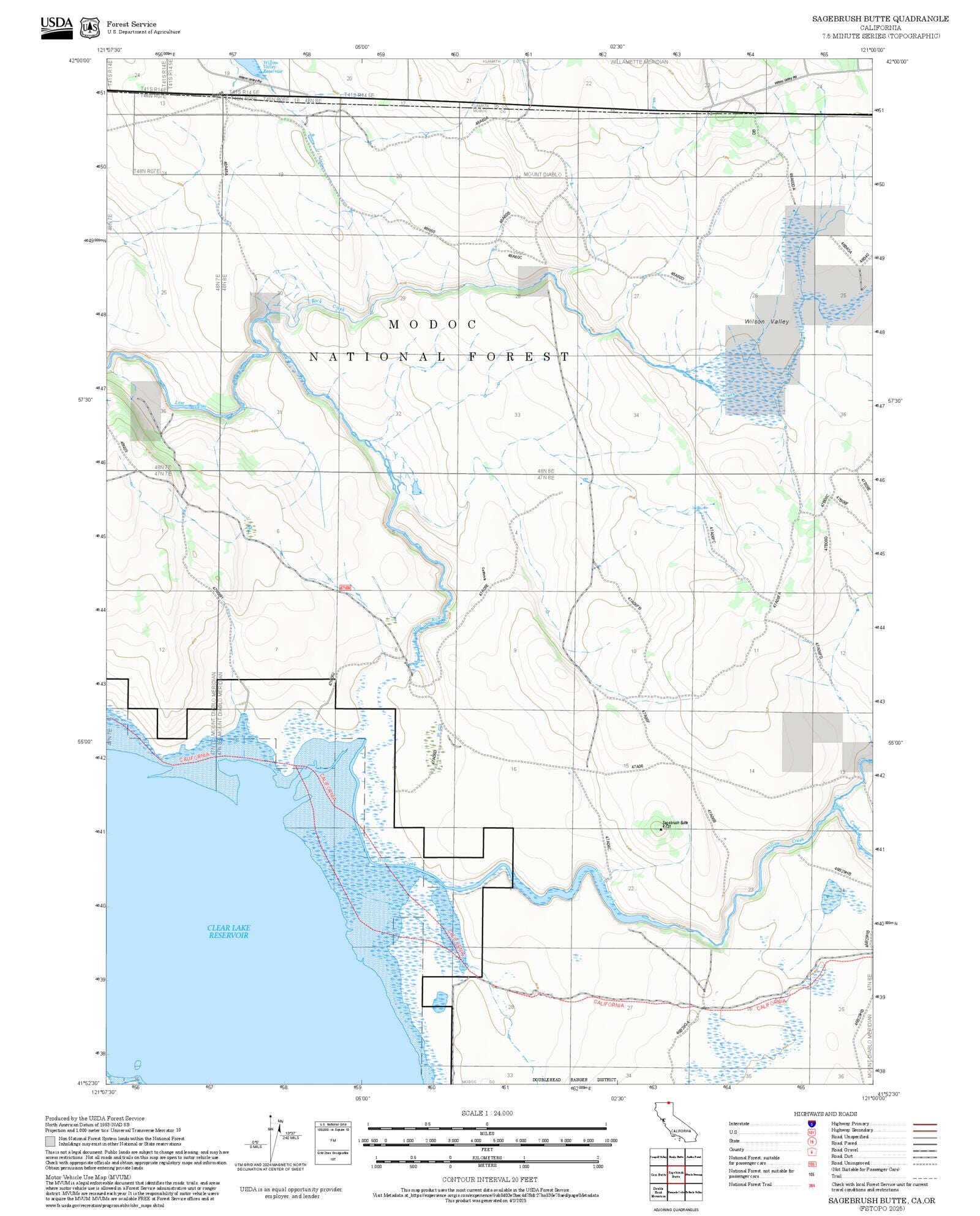 2025 Forest Service Topo Map of Sagebrush Butte California – MyTopo Map ...