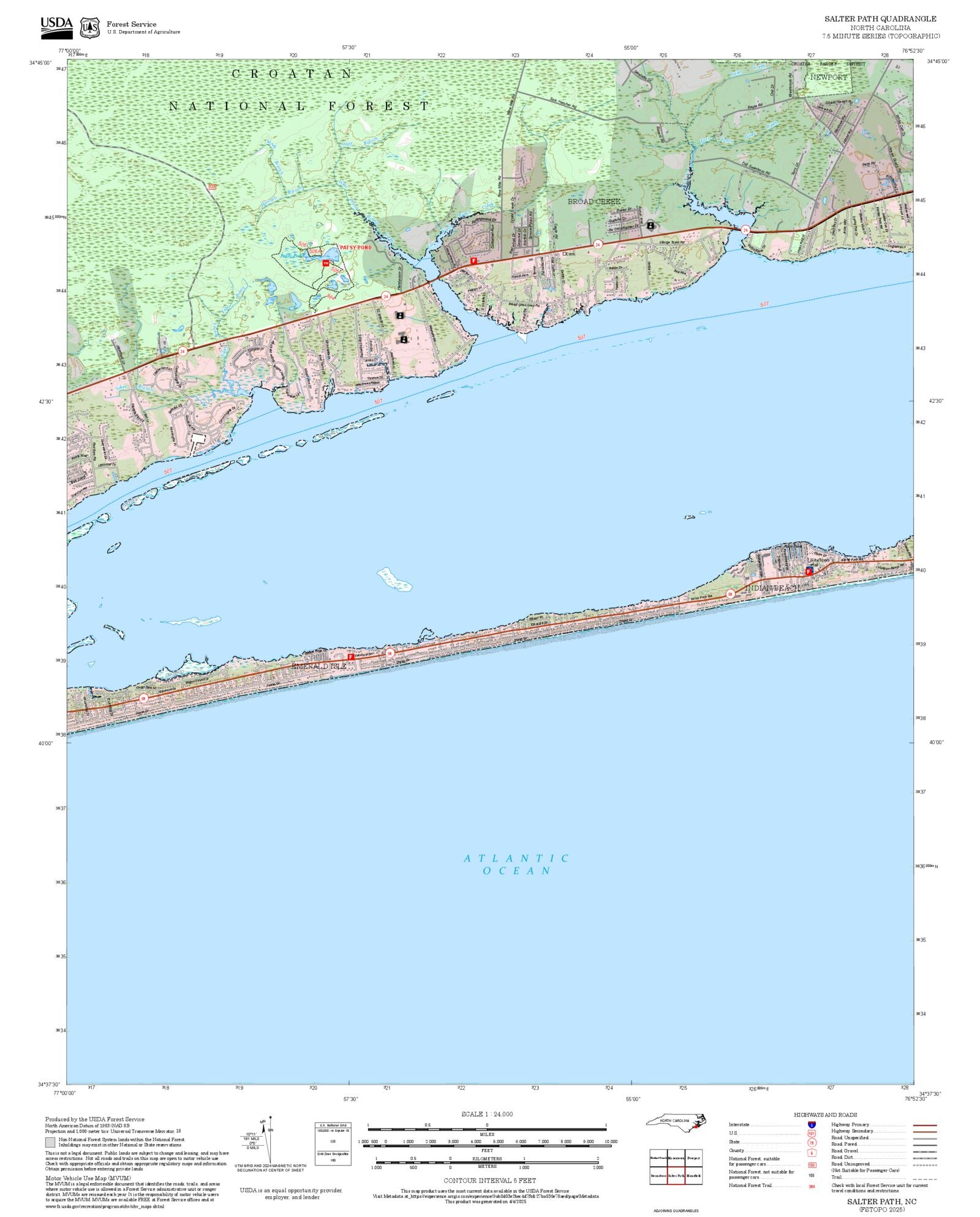 2025 Forest Service Topo Map of Salter Path North Carolina – MyTopo Map ...