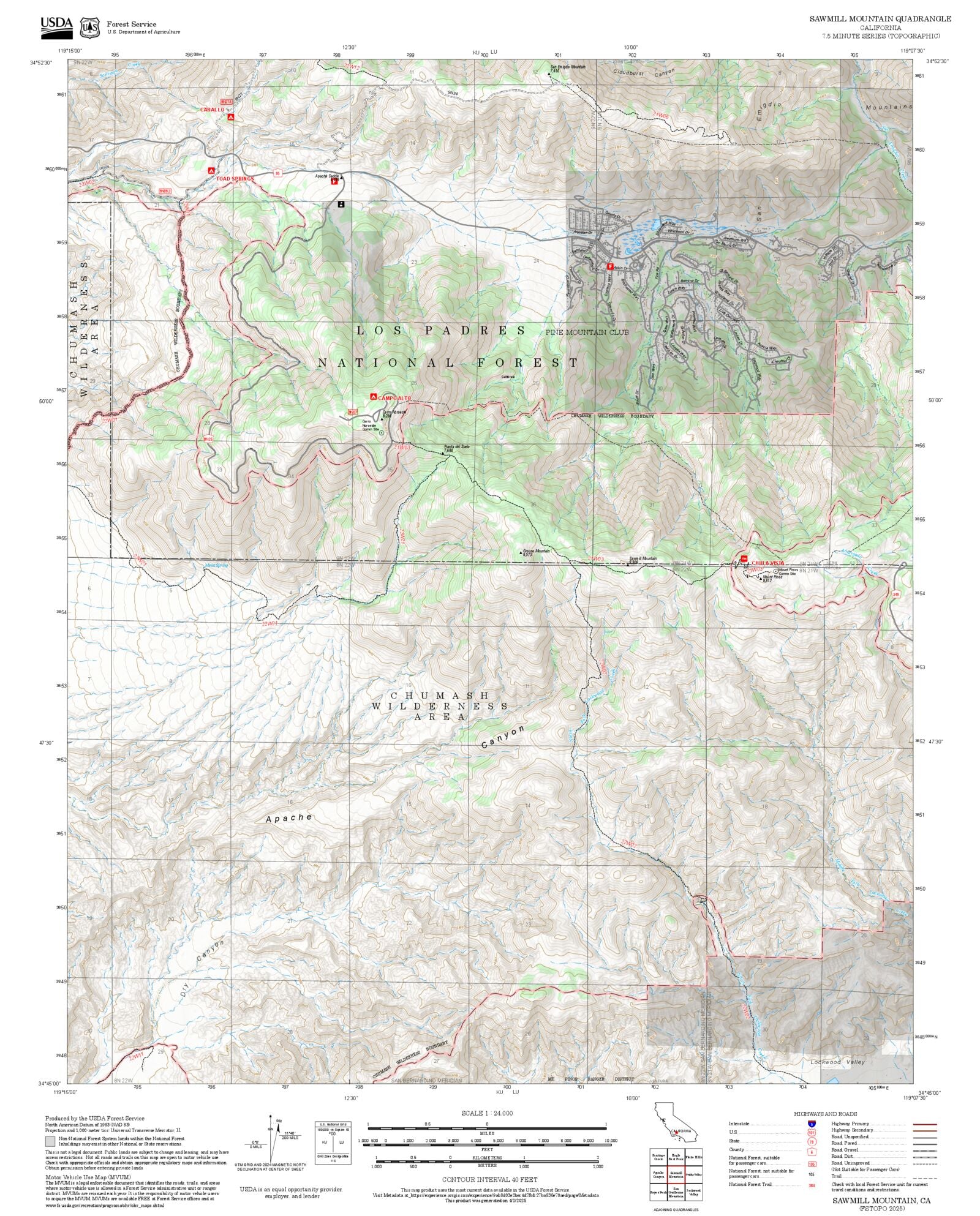 2025 Forest Service Topo Map of Sawmill Mountain California – MyTopo ...