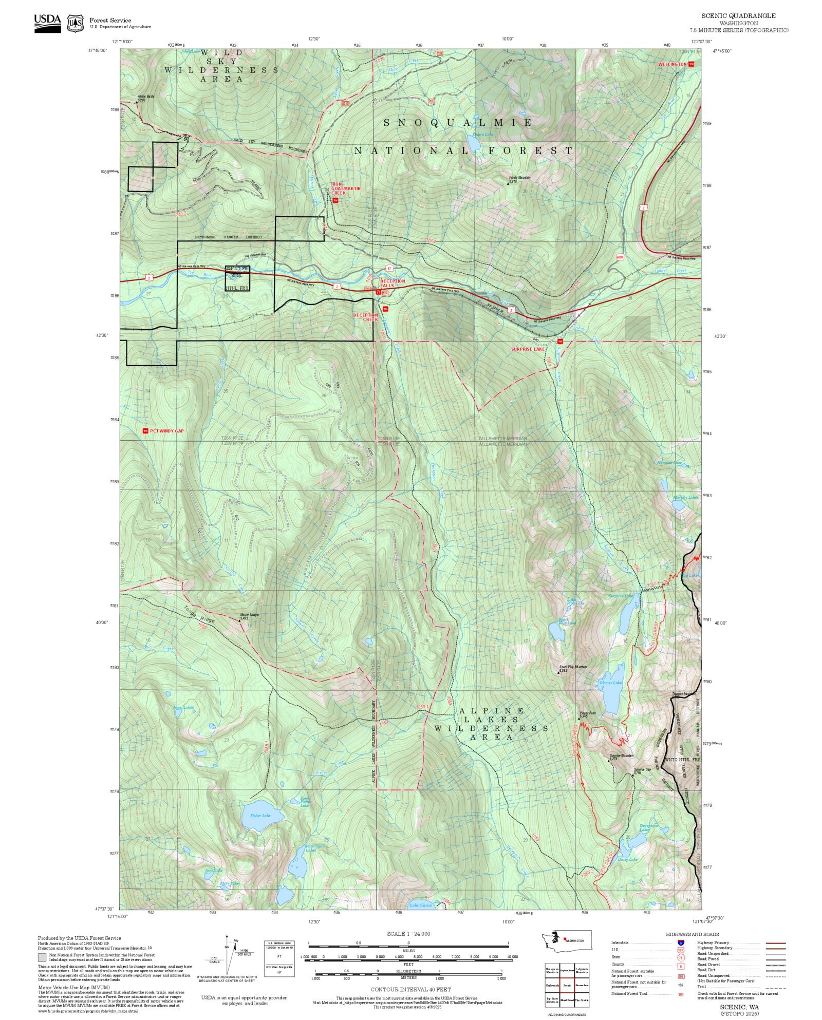 2025 Forest Service Topo Map of Scenic Washington – MyTopo Map Store