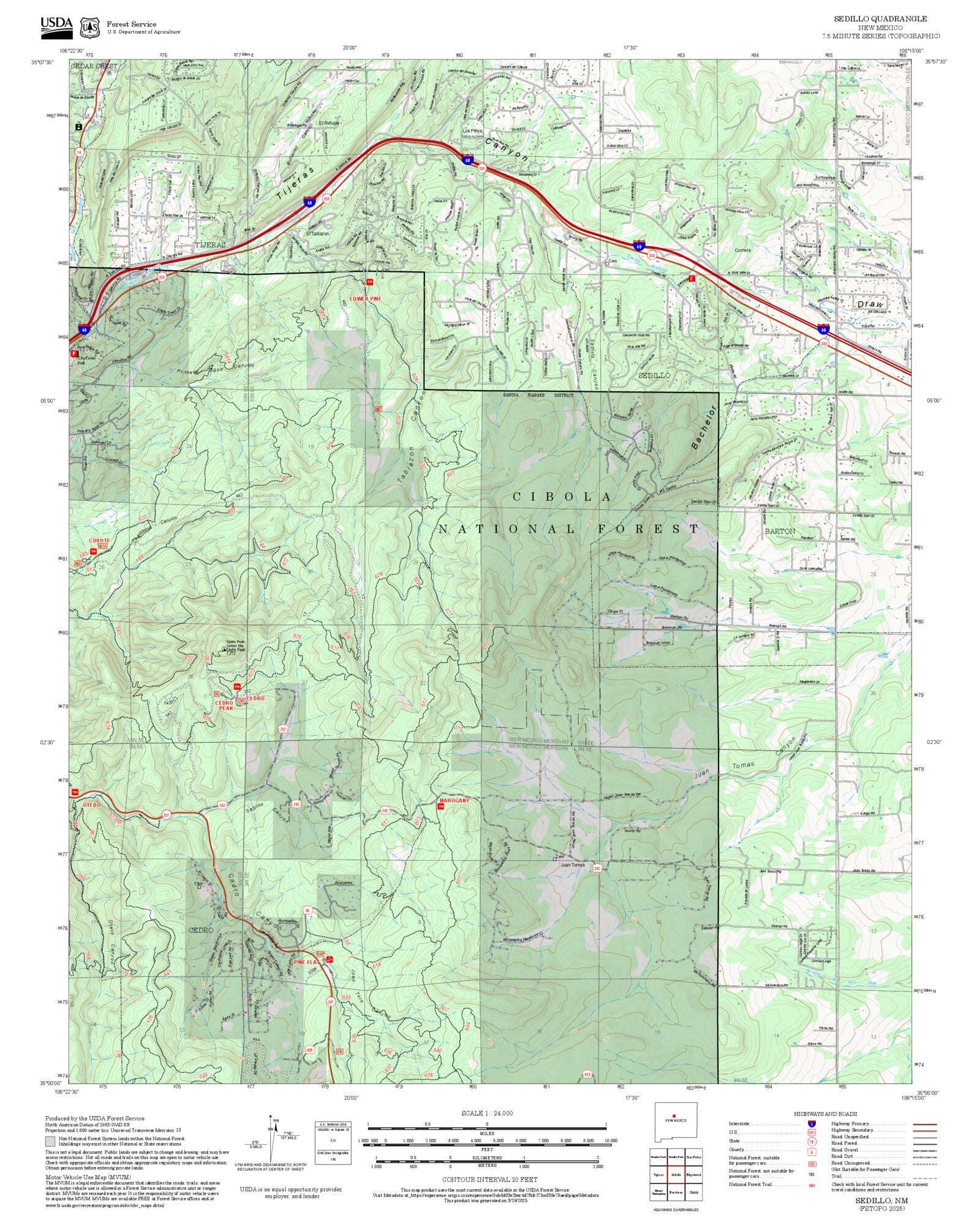 2025 Forest Service Topo Map of Sedillo New Mexico – MyTopo Map Store