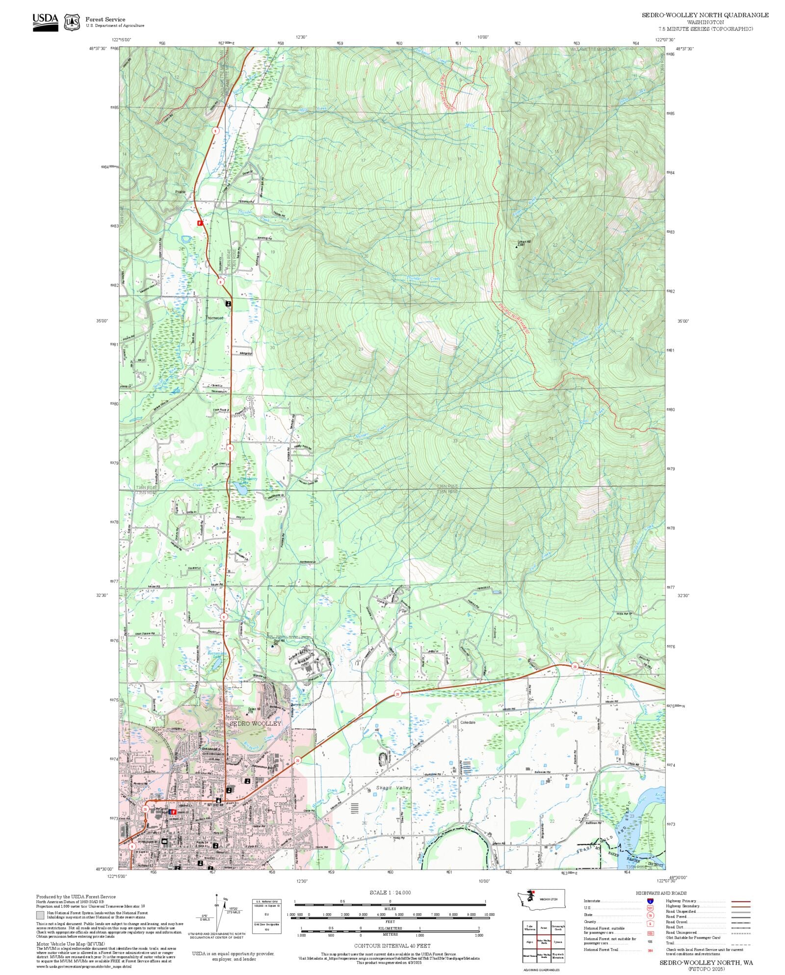 2025 Forest Service Topo Map of Sedro-Woolley North Washington – MyTopo ...